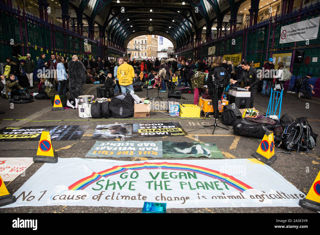 London, UK. 7 October, 2019. Animal rights activists from Extinction ...