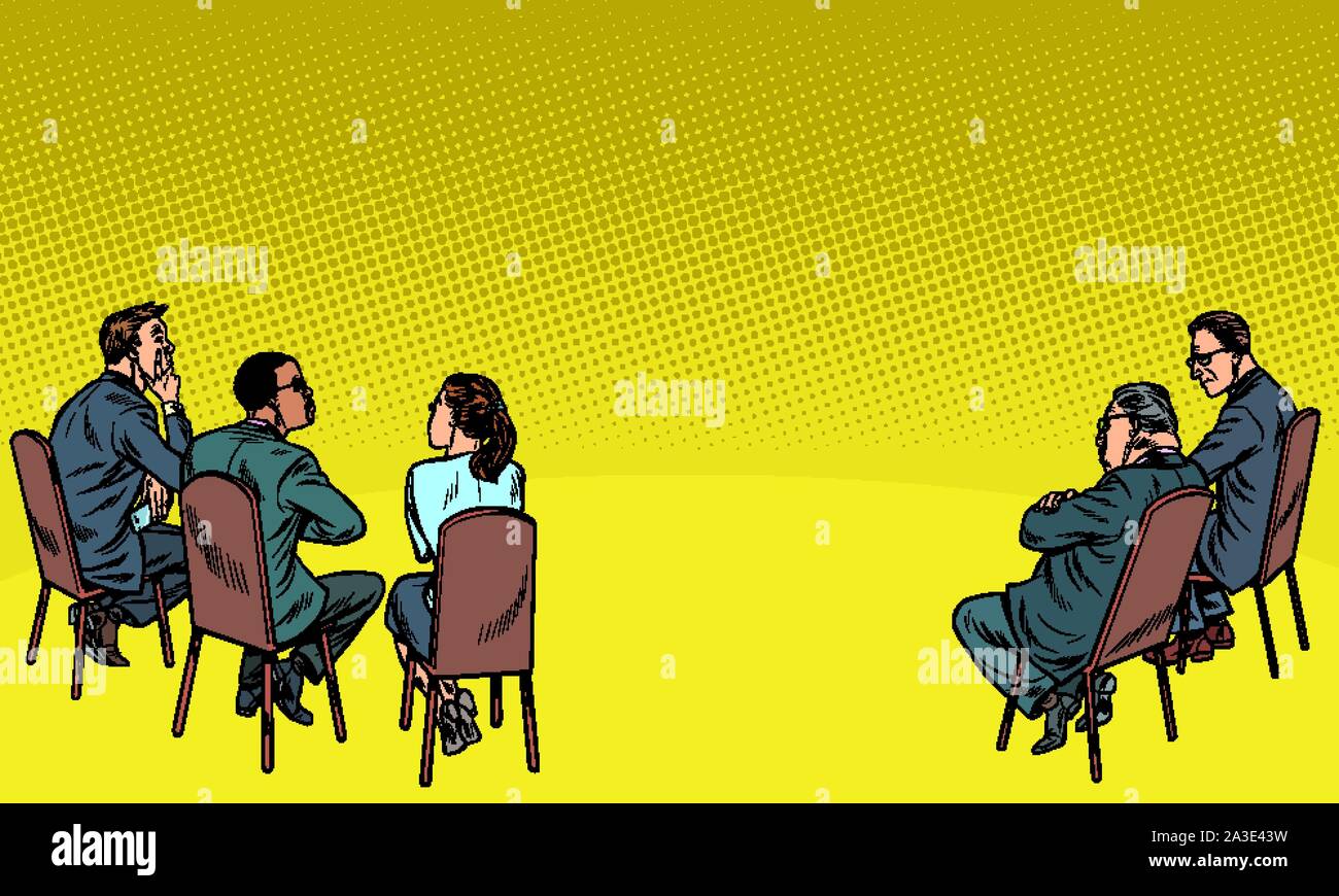 Meeting brainstorming comic Stock Vector Images - Alamy