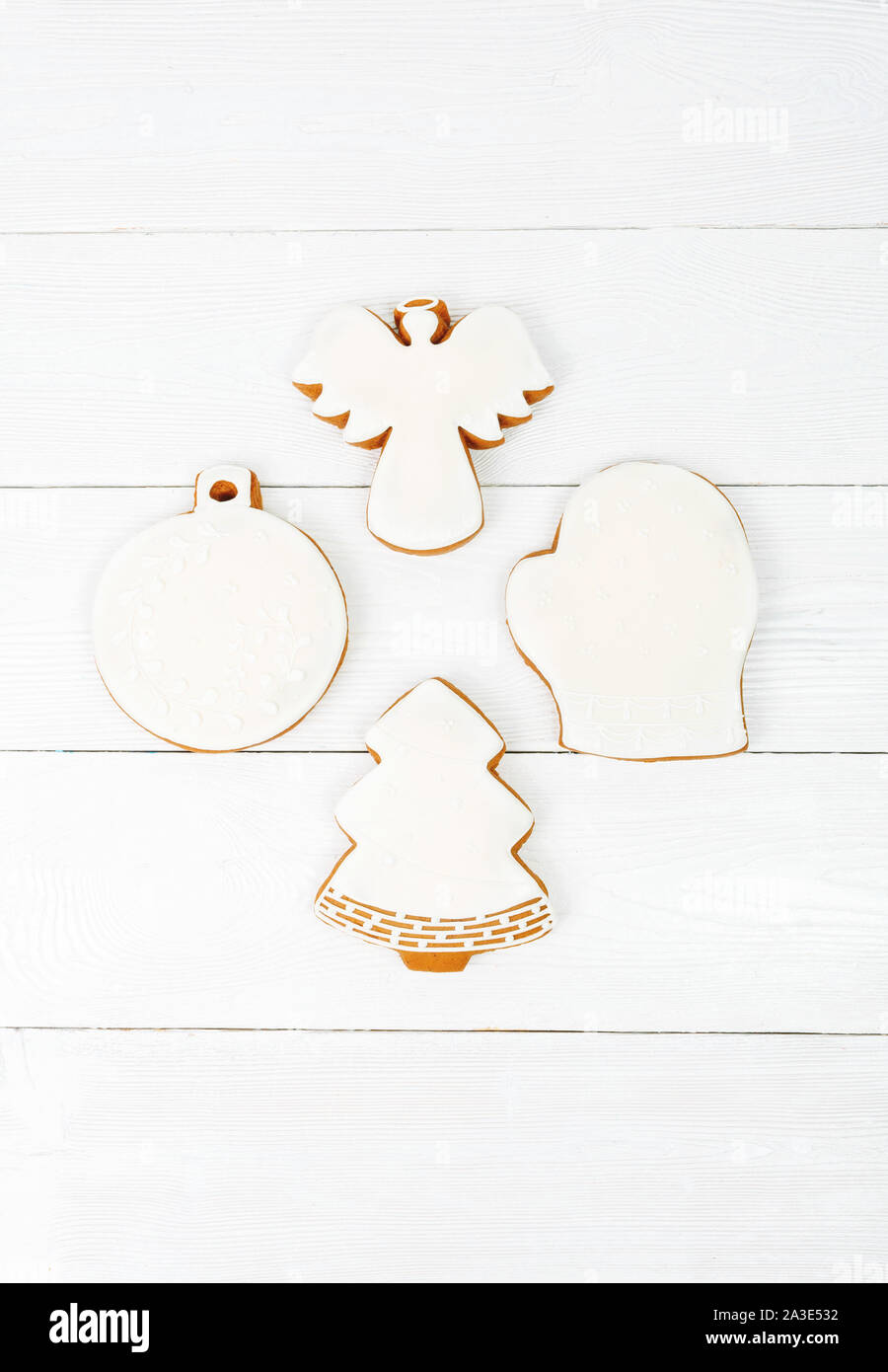 White Christmas biscuits on white background Stock Photo - Alamy