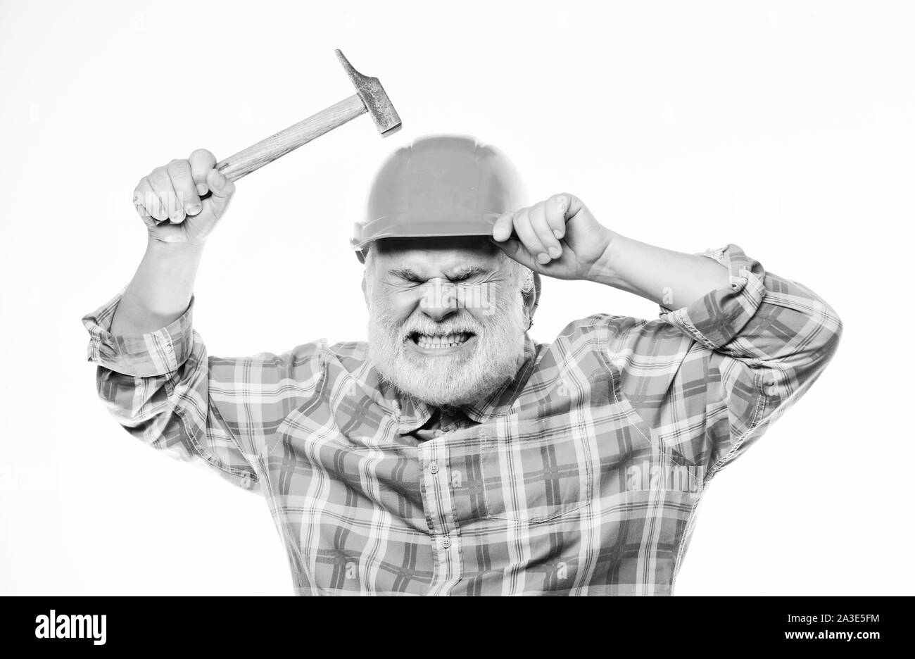 Confident mechanic. architect repair and fix. engineer worker ...