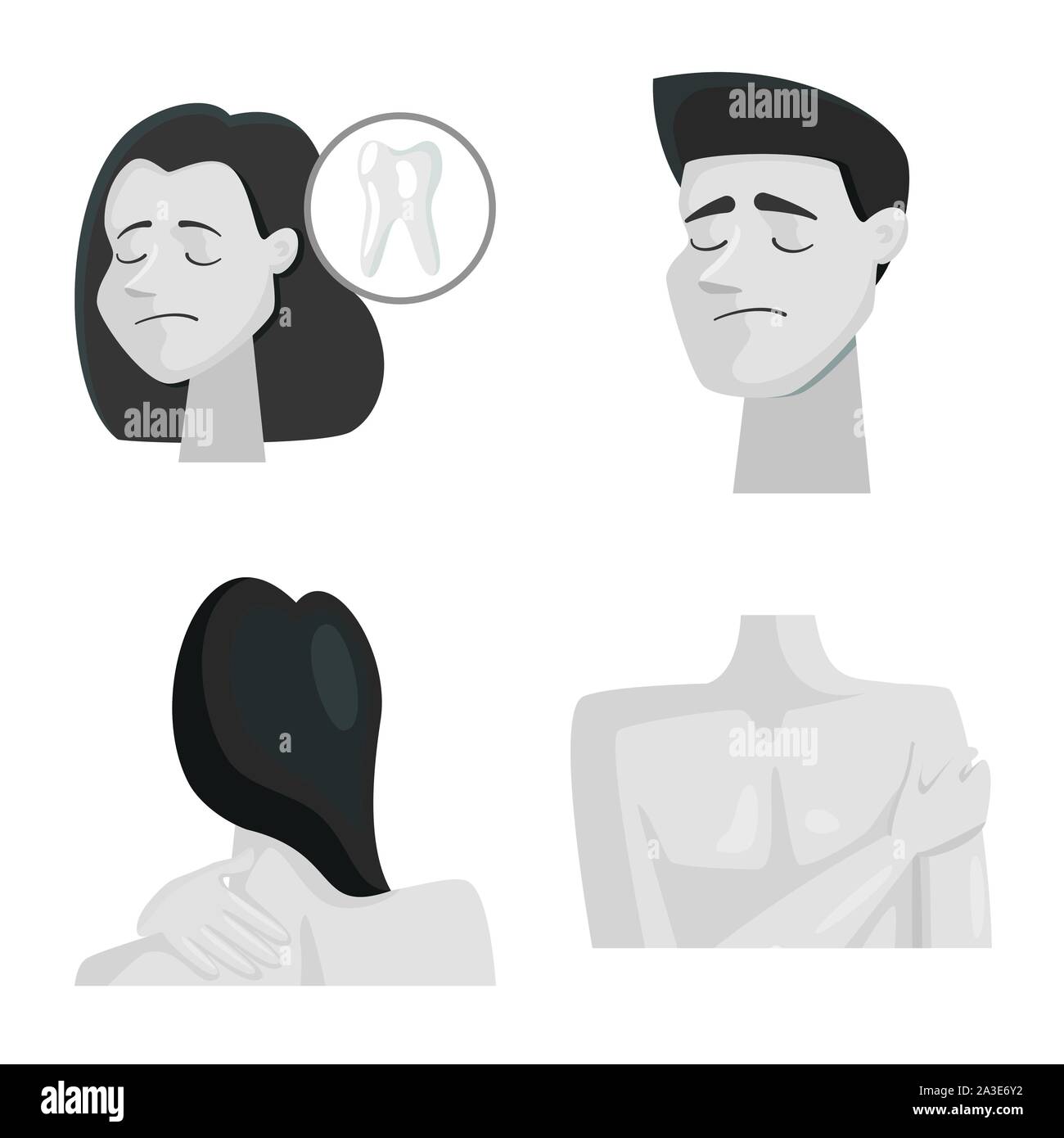 Vector illustration of suffering and injury logo. Set of suffering and ...