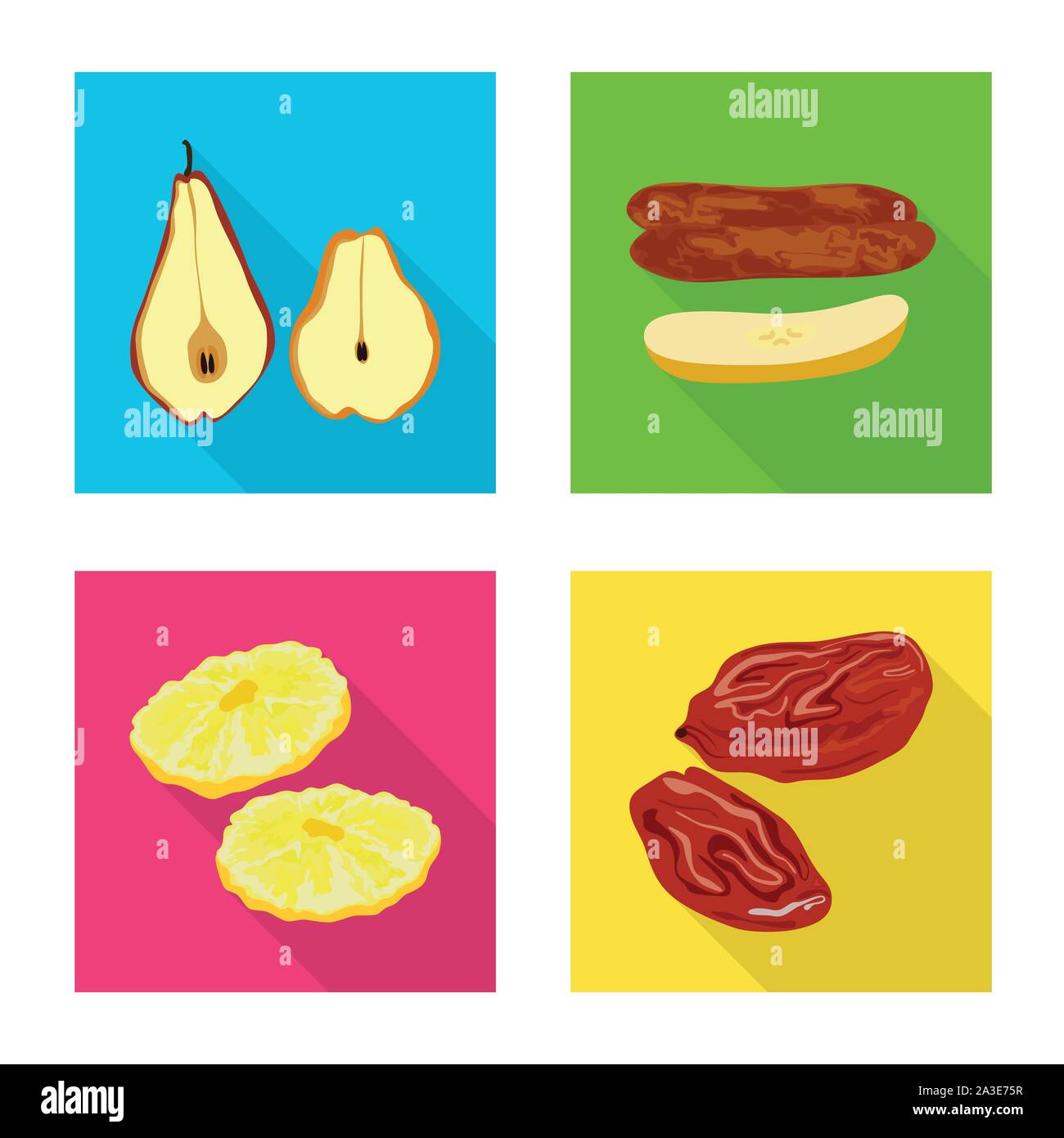 Vector illustration of fruit and dried icon. Set of fruit and food ...