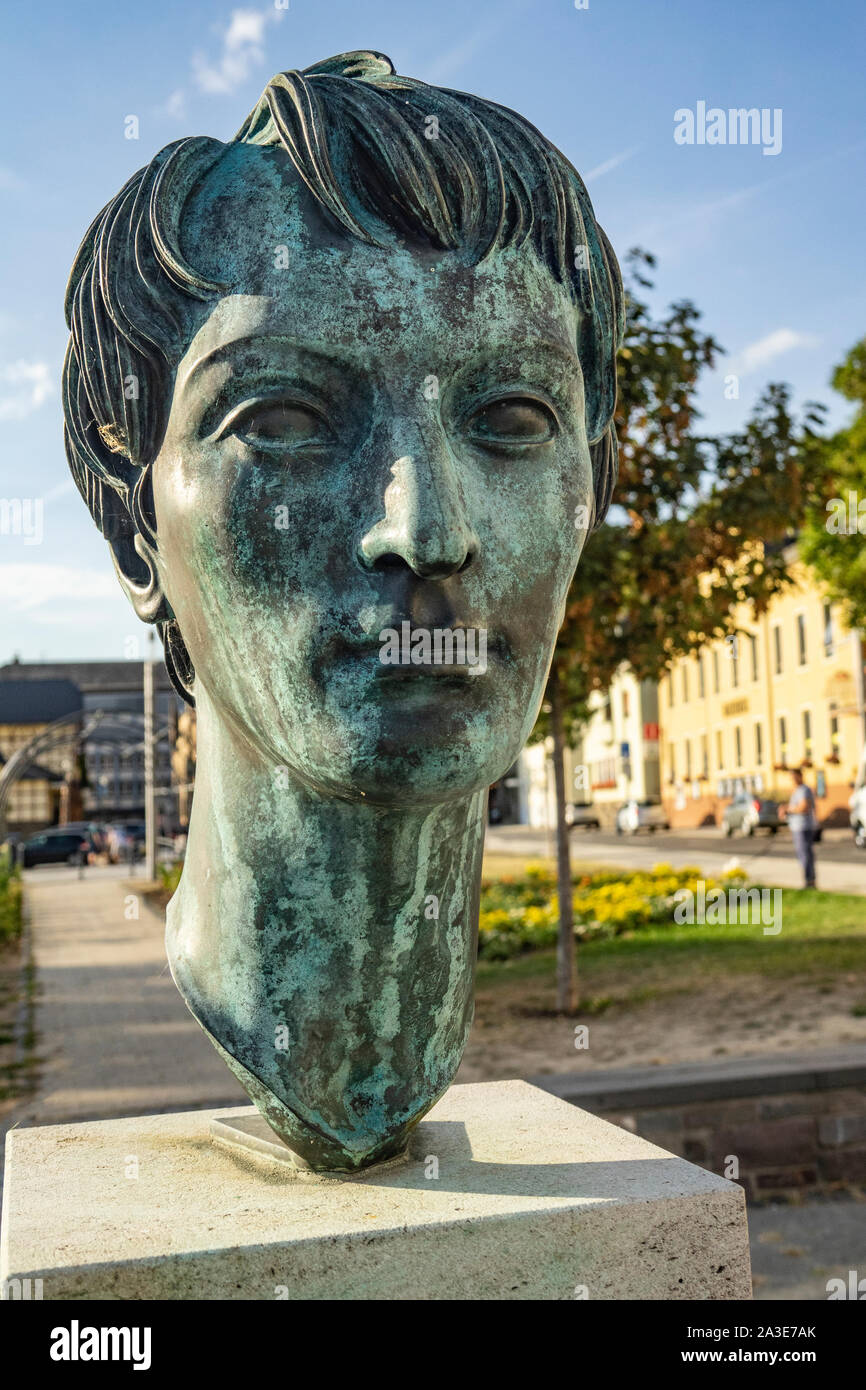 Heinrich Heine Bust in St. Goarshausen in Germany. Heinrich Heine was a ...