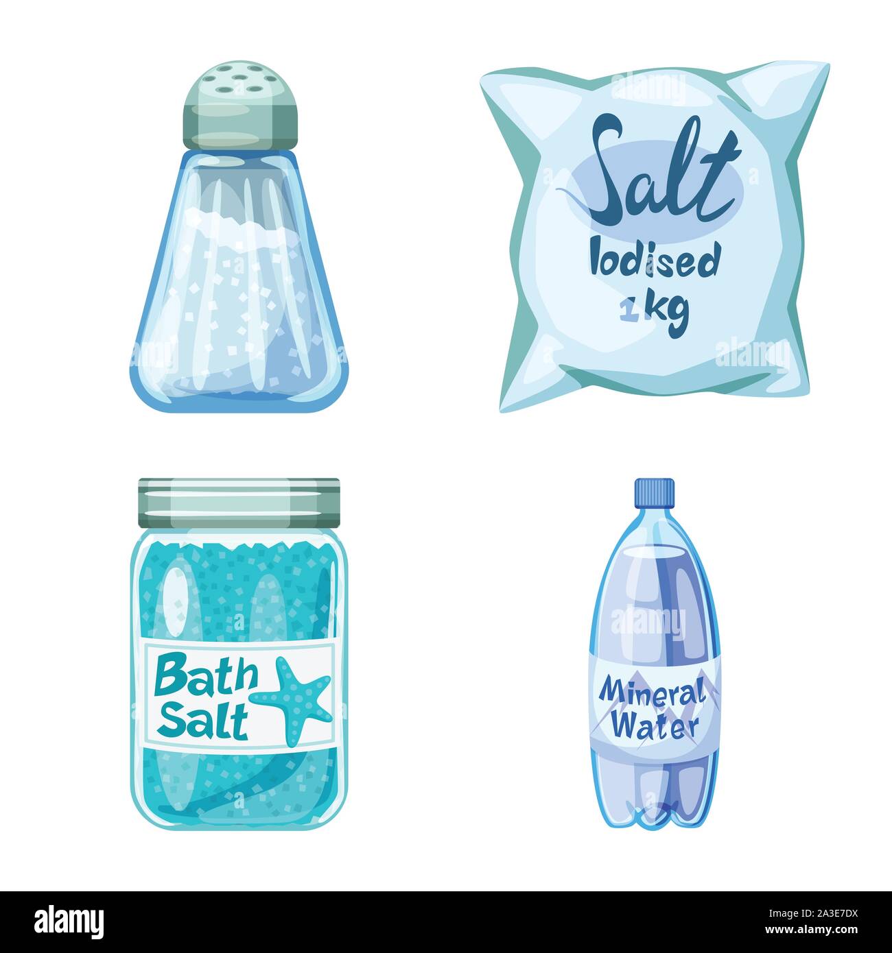 Vector illustration of salt and food symbol. Collection of salt and ...