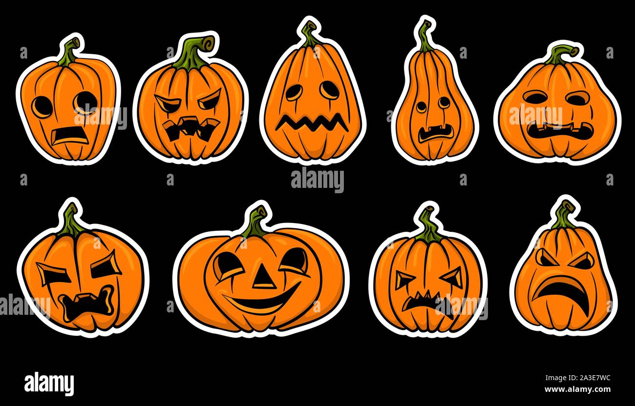 Pumpkins halloween pumpkin face faces Stock Vector Images - Alamy