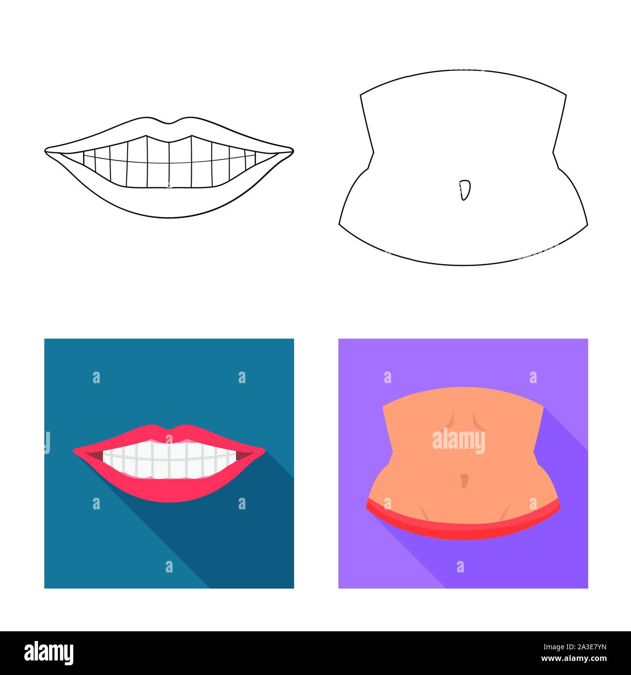 Isolated object of body and part sign. Collection of body and anatomy ...