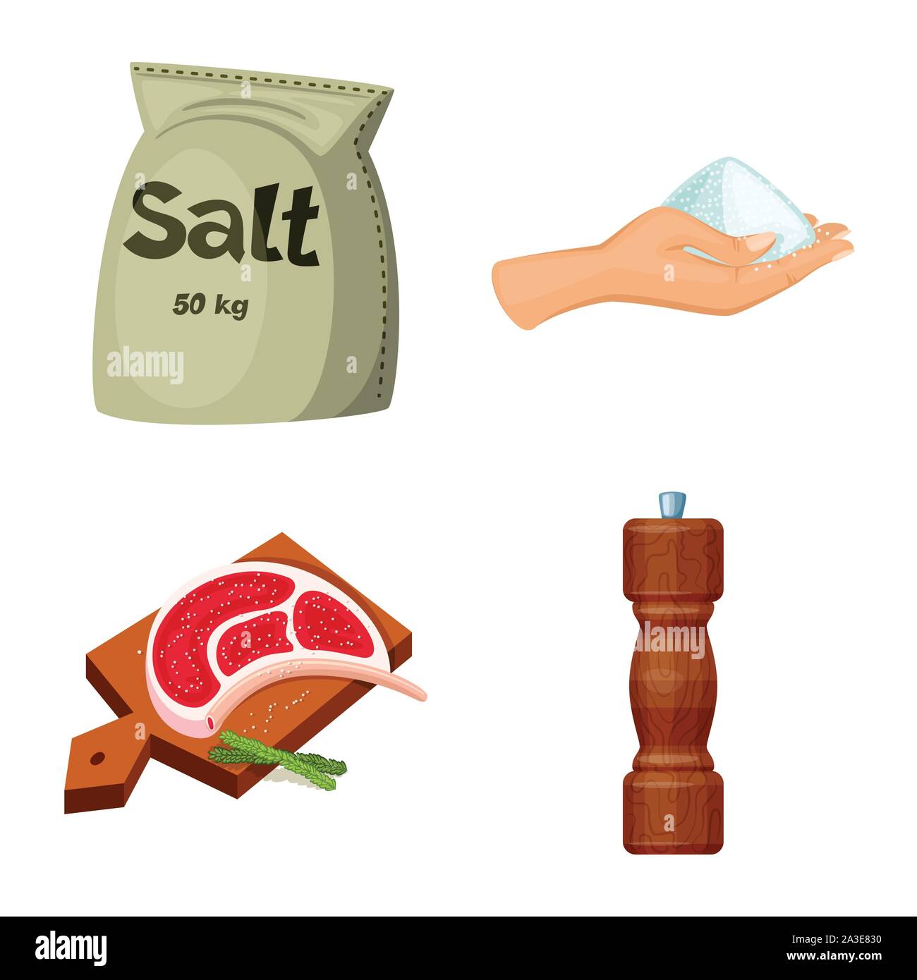 Vector illustration of salt and food sign. Collection of salt and ...