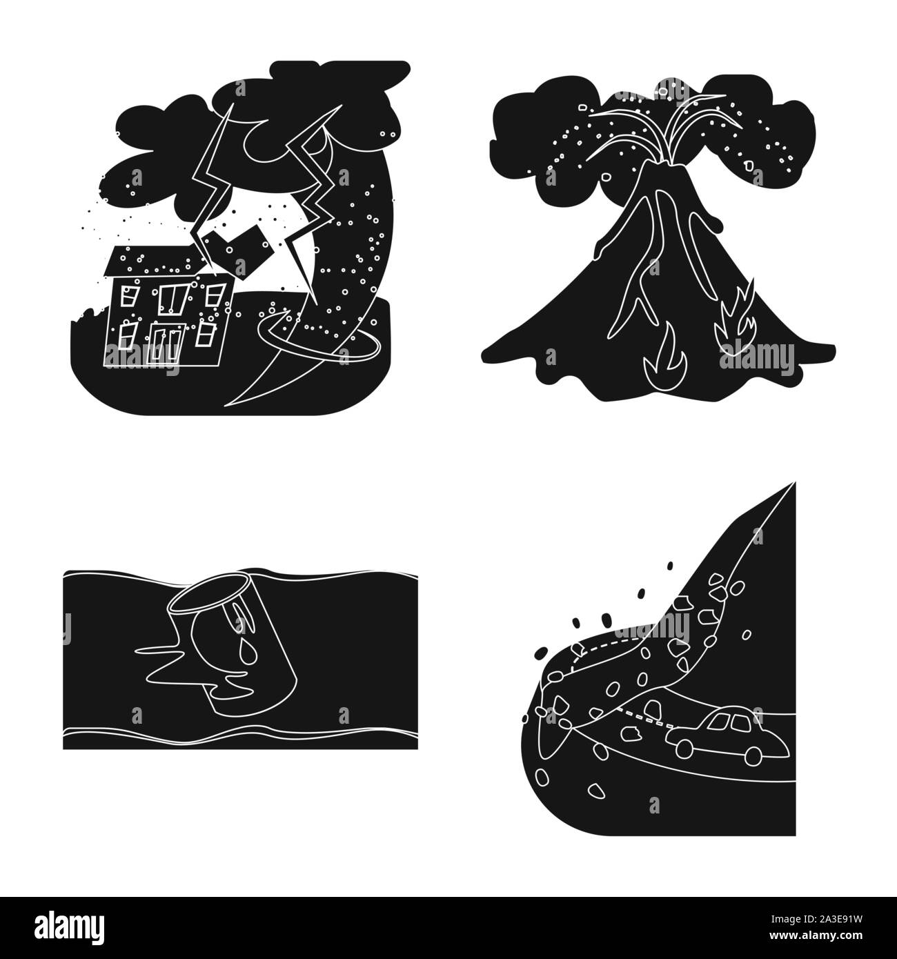 Isolated object of calamity and crash logo. Set of calamity and ...