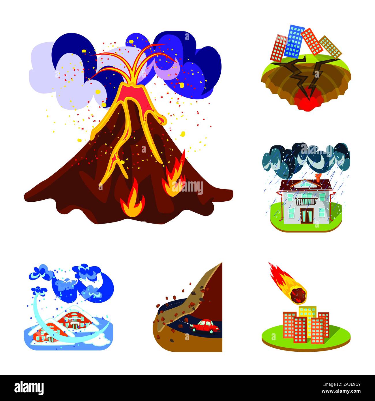 Isolated object of cataclysm and disaster sign. Collection of cataclysm ...