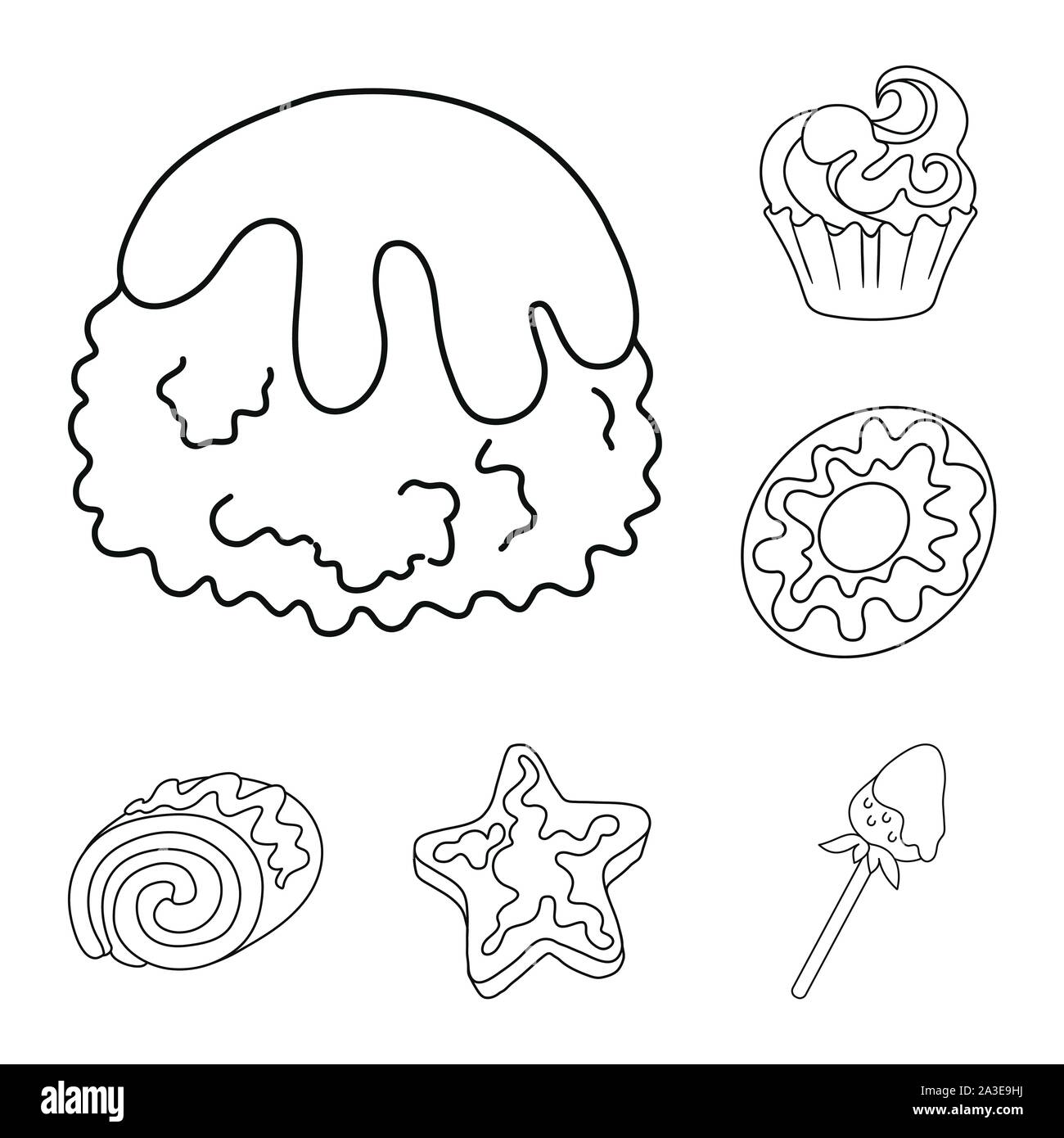 Isolated object of sweet and product icon. Collection of sweet and ...