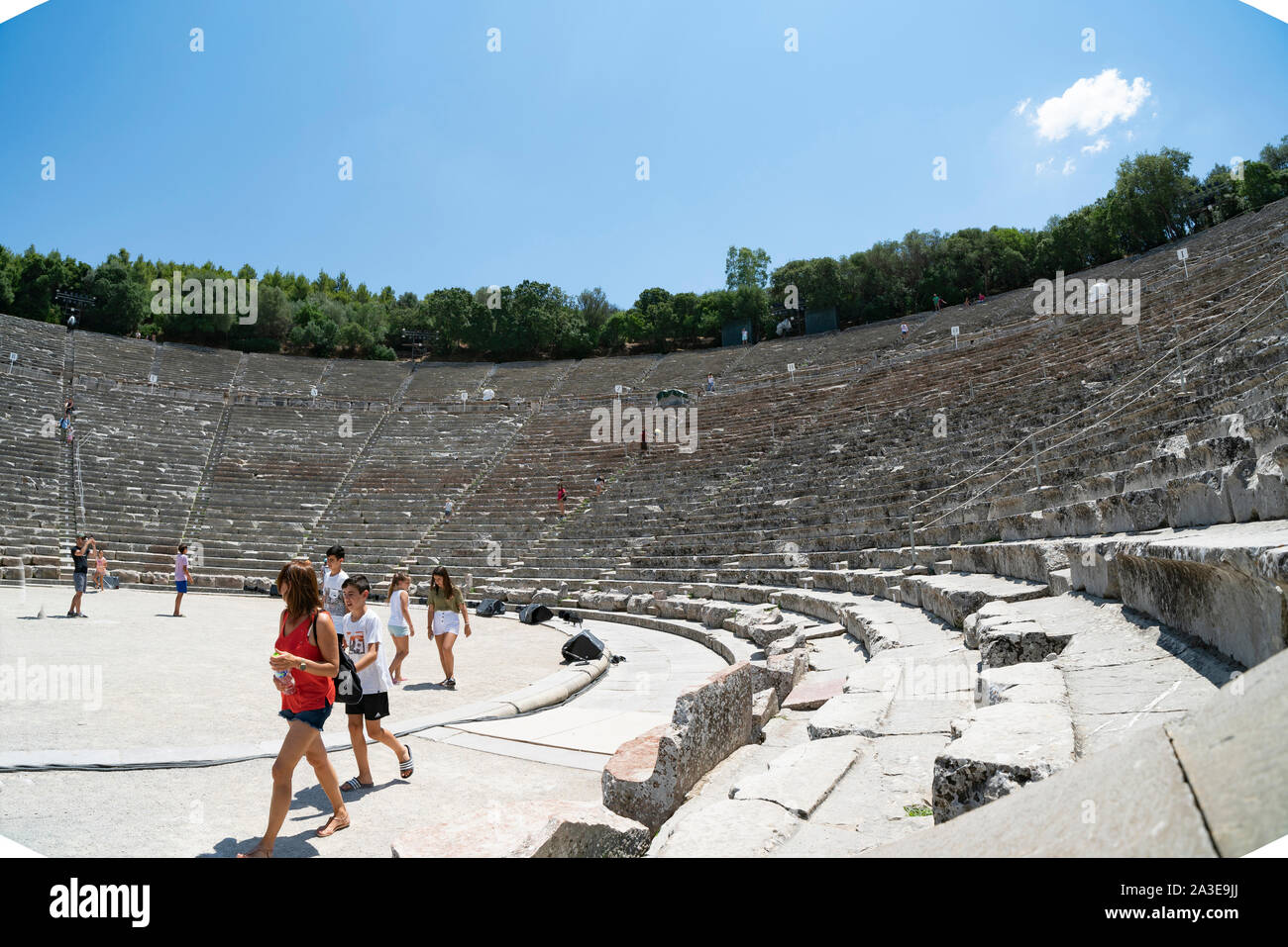 EPIDAURUS GREECE - JULY 19 2019; Wide angle image of Ancient Epidaurus ...