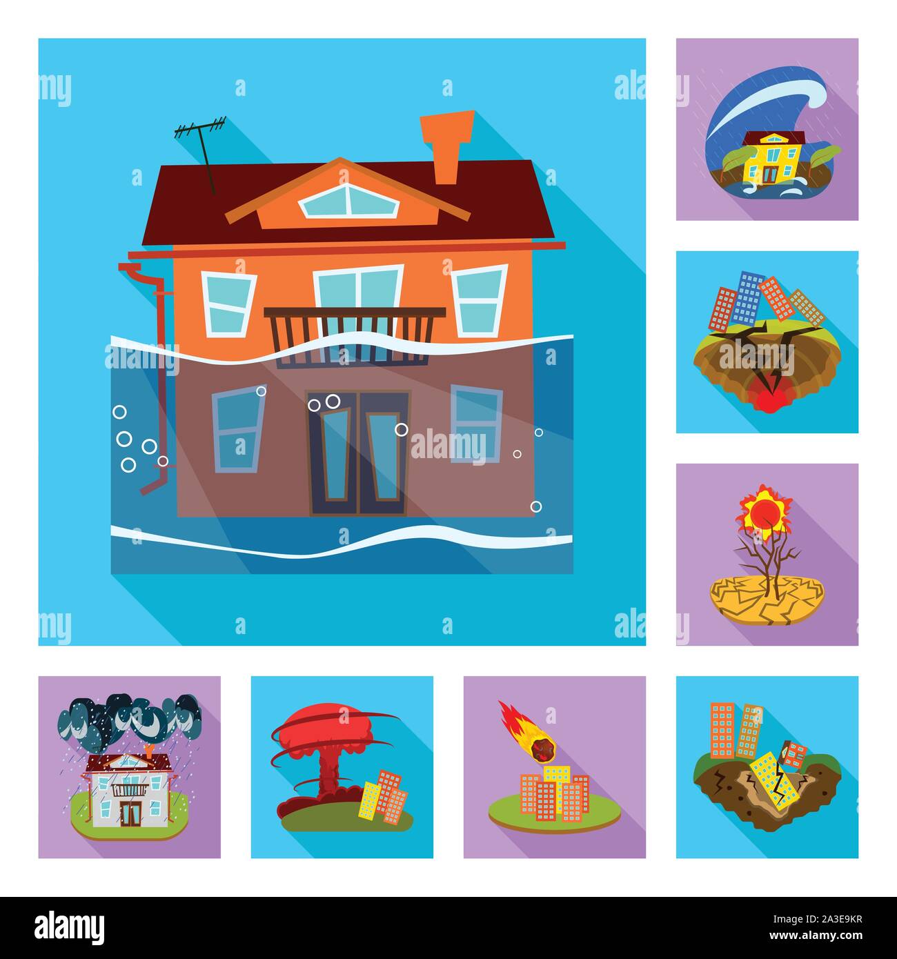 Vector illustration of collapse and environment symbol. Collection of ...