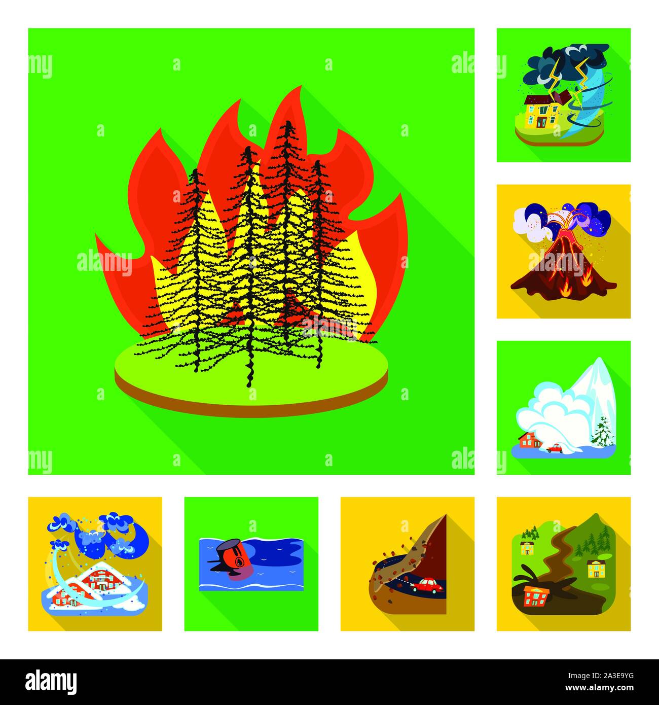 Isolated object of collapse and environment sign. Collection of ...