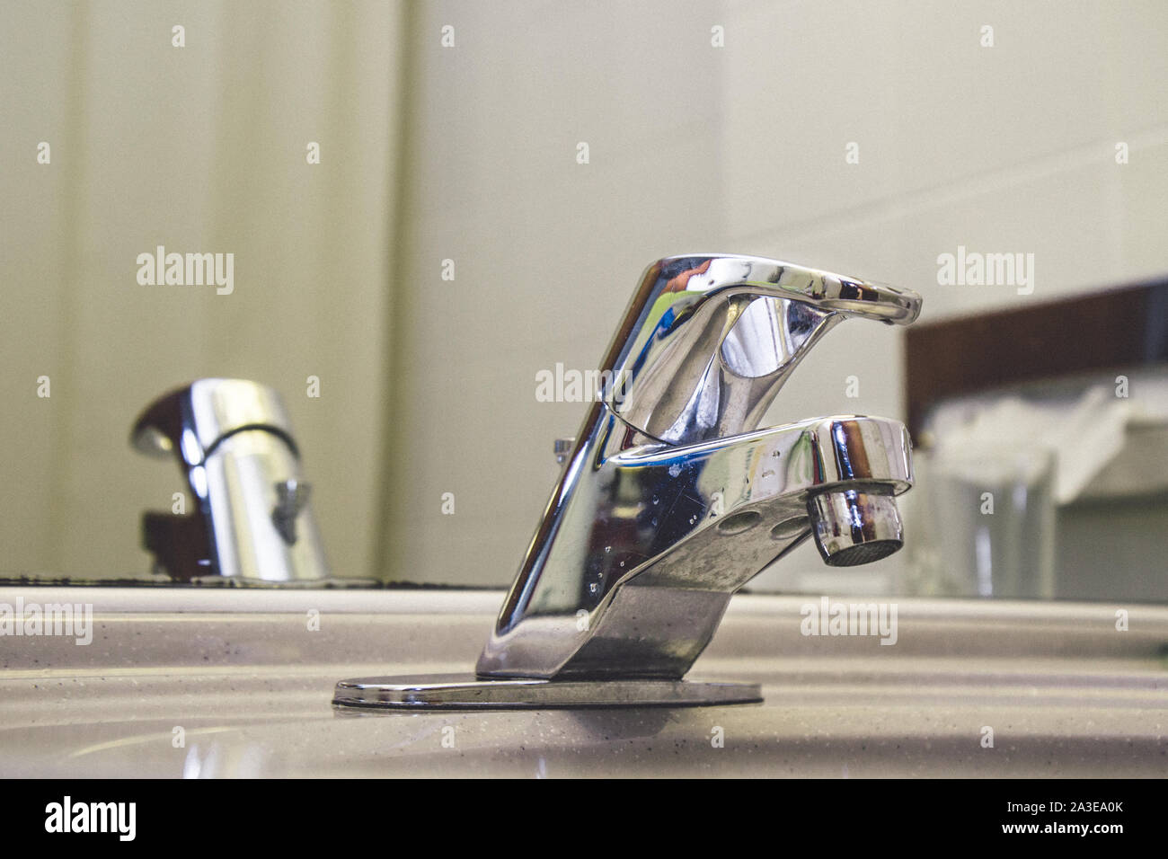 Top close-up , close up photo of steel metal water tap valve control ...