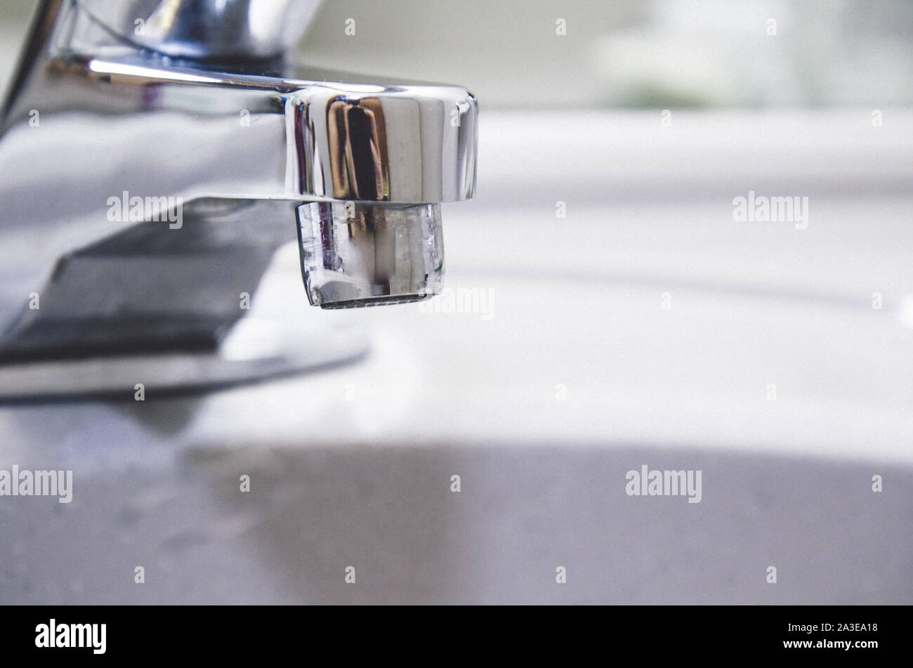 Top close-up , close up photo of steel metal water tap valve control ...