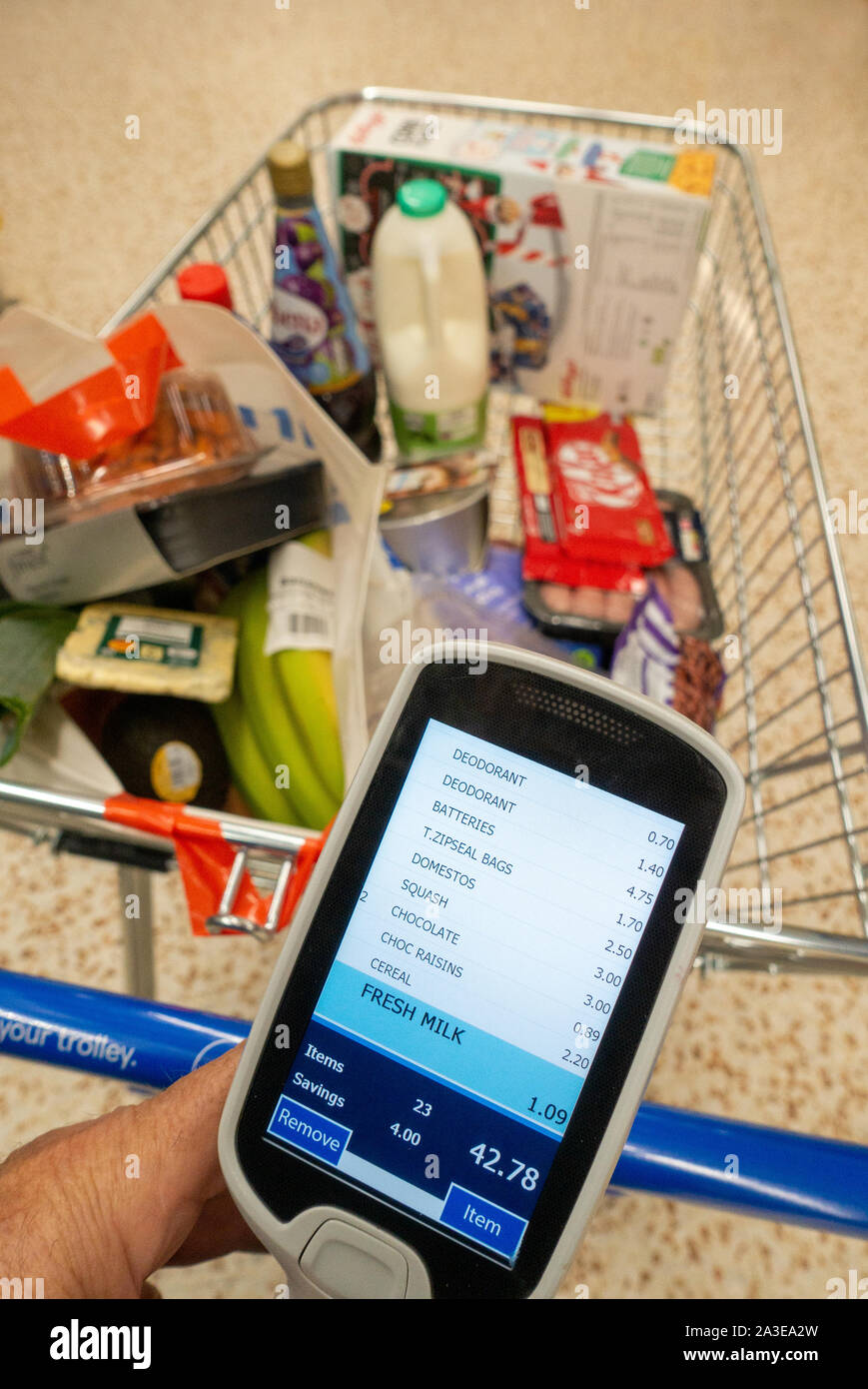 closeup of Scan as you shop handset Stock Photo - Alamy