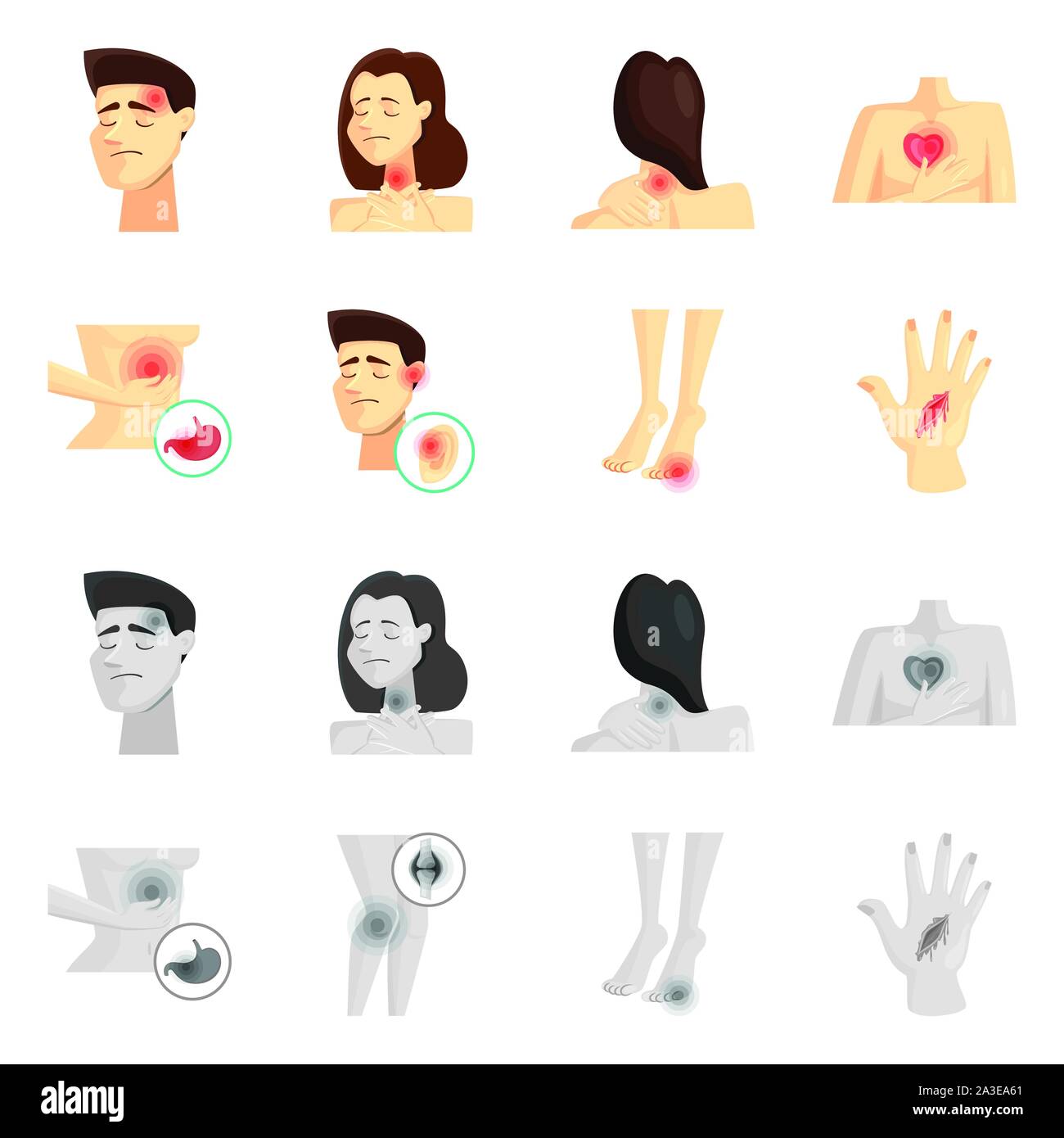 Vector illustration of hospital and rendering symbol. Set of hospital ...