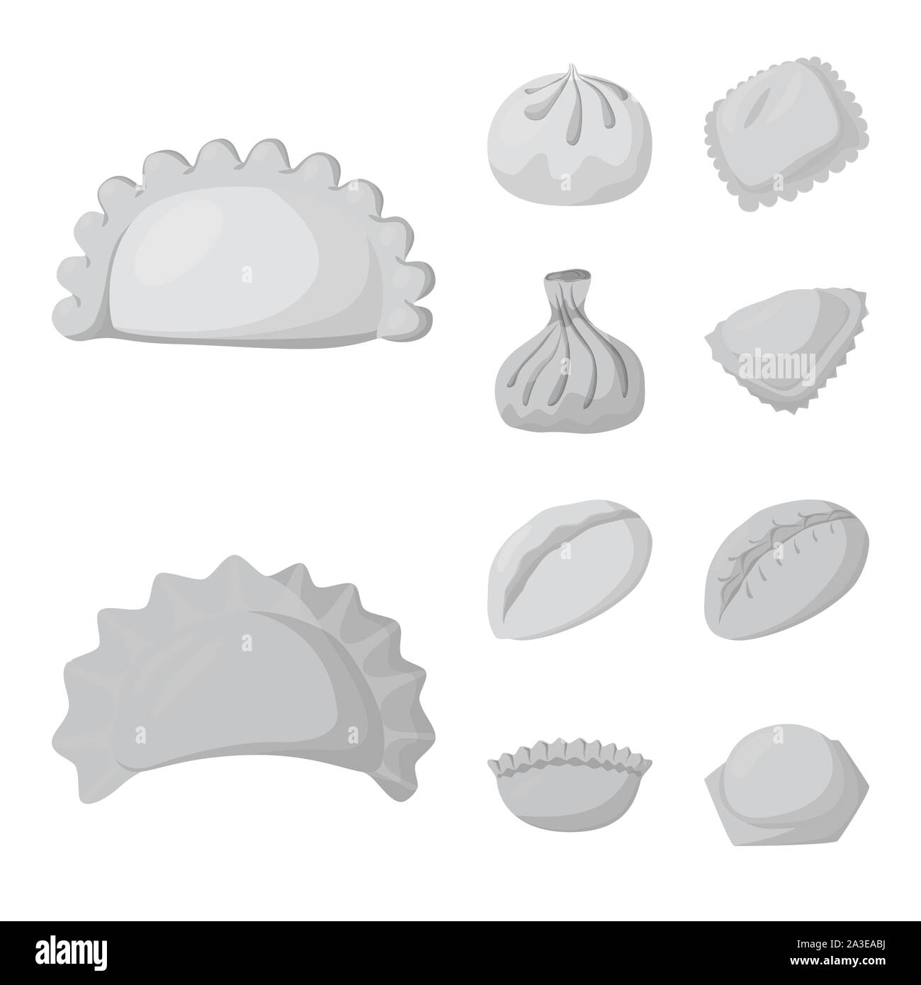 Vector illustration of dumplings and stuffed logo. Set of dumplings and ...