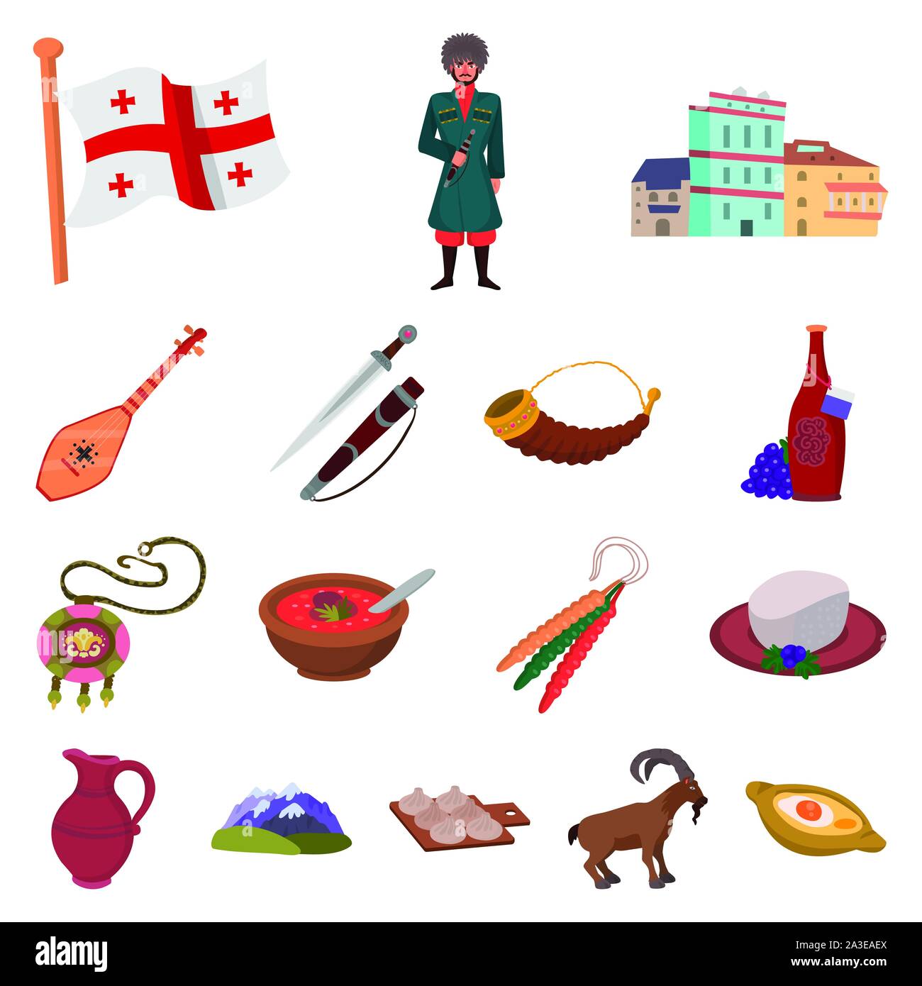 Isolated object of Caucasus and traditions logo. Set of Caucasus and ...