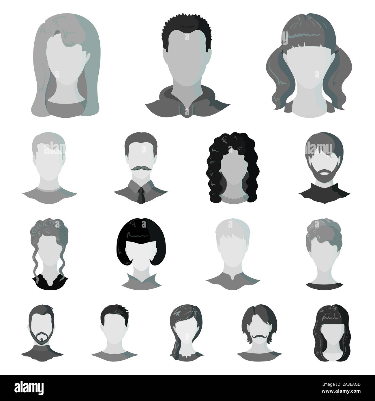 Isolated object of character and profile logo. Set of character and ...