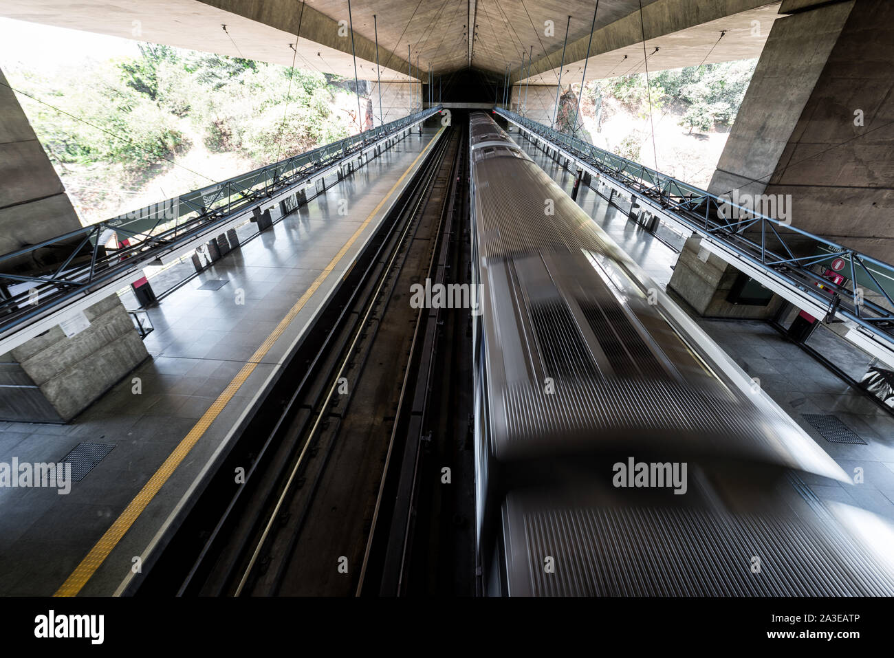 SAO PAULO, BRAZIL - 05, OCTOBER, 2019: Horizontal picture of moving ...