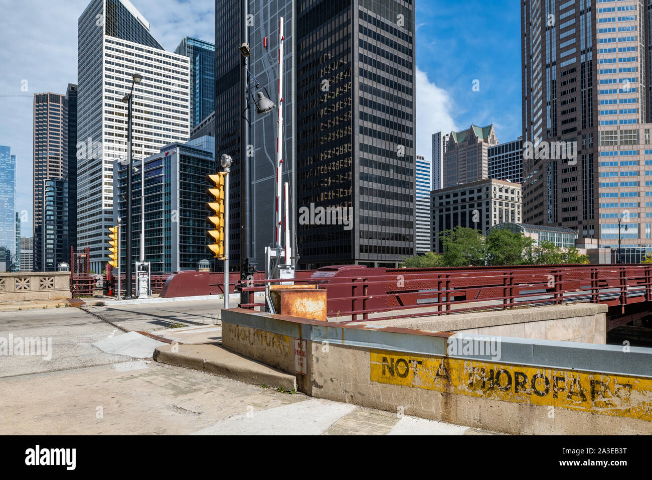 Van Buren street bridge and buildings in downtown Chicago Stock Photo ...