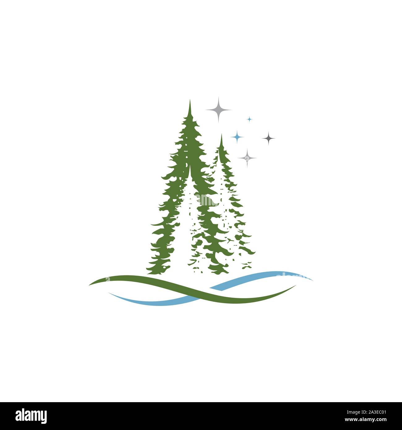 Cedar tree vector icon illustration design template Stock Vector Image ...