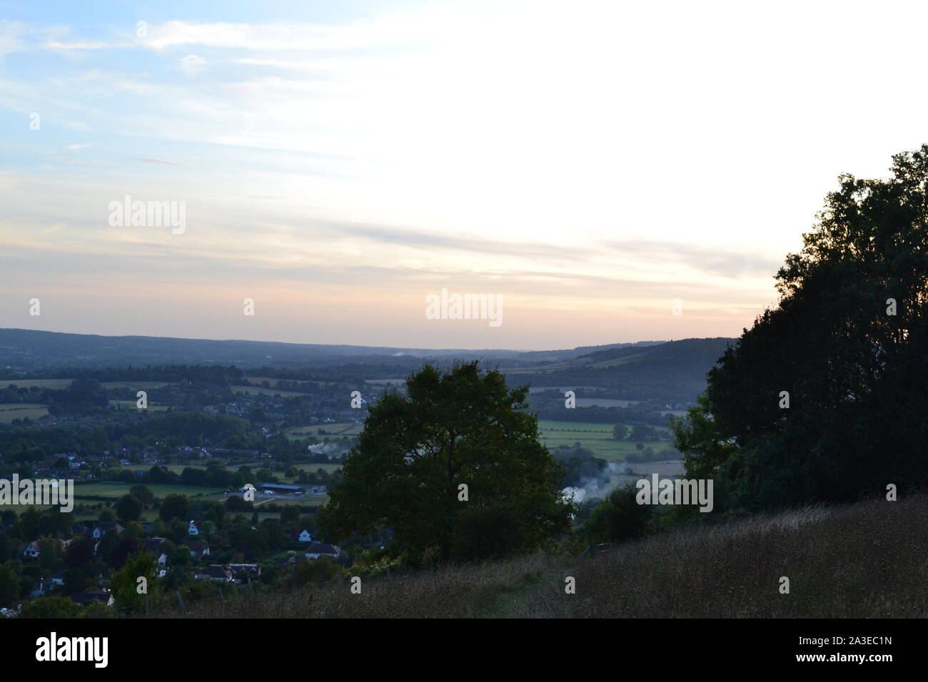 View from Fackenden Down in the North Downs, Kent, near Sevenoaks. View ...