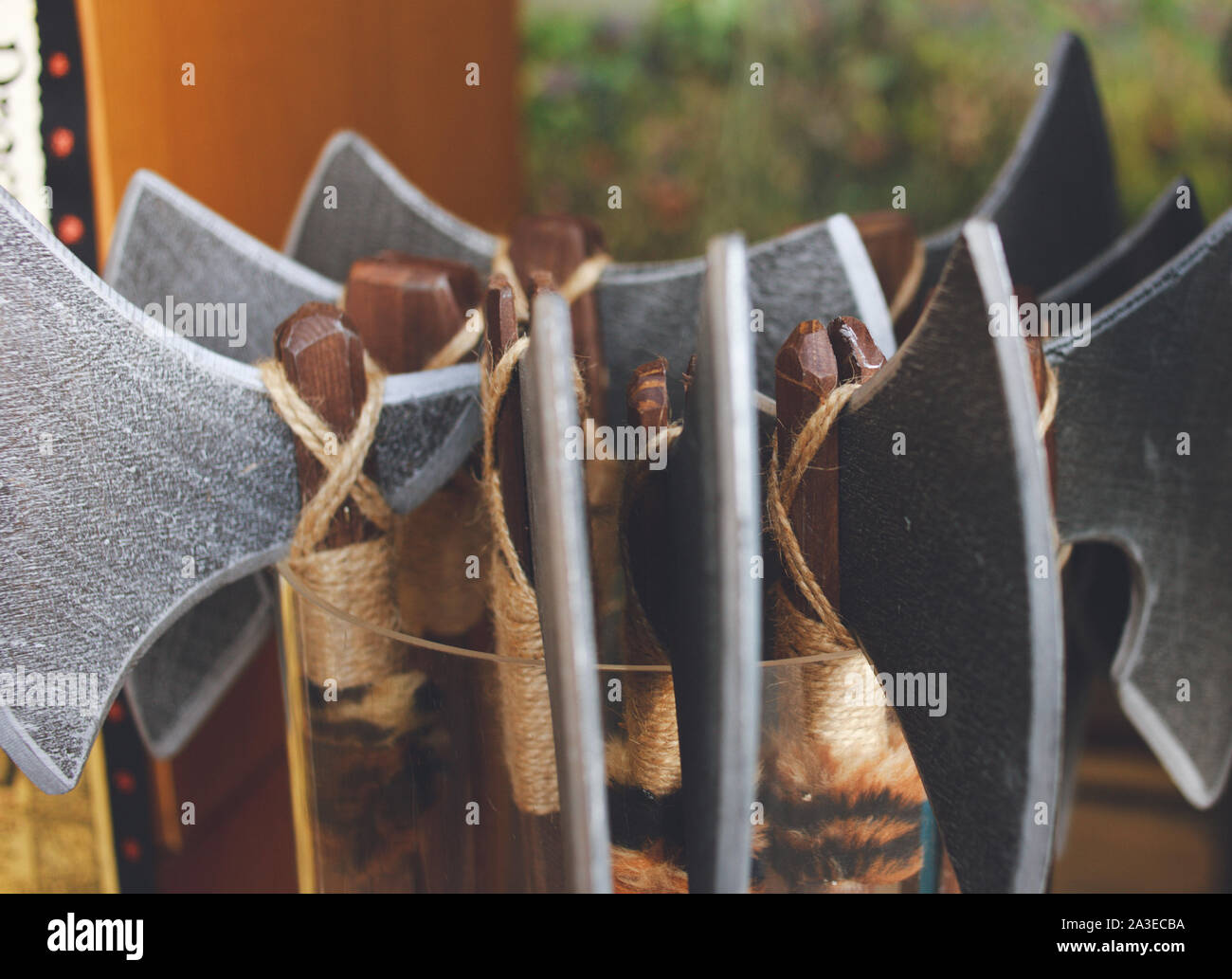 Close-up photo of medieval ax , axe , ancient warrior iron hatchet ...
