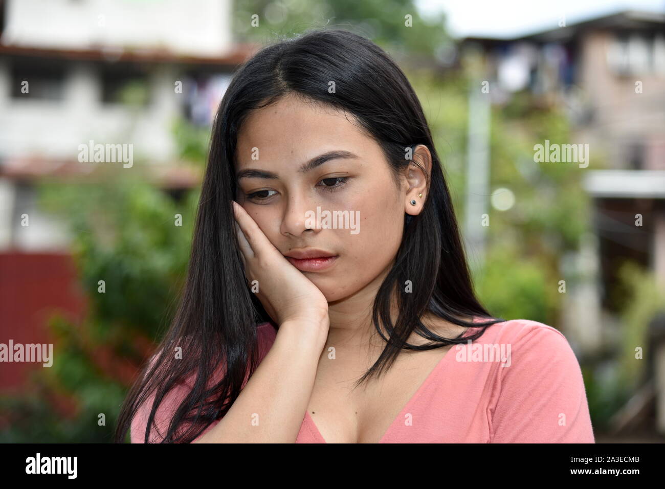 A Worried Adult Female Stock Photo - Alamy