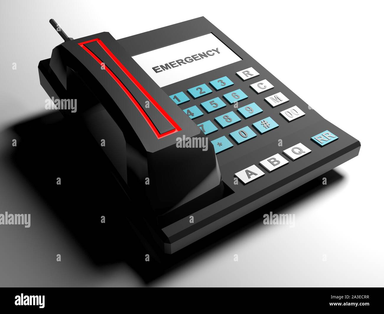 Black telephone for emergency - 3D rendering illustration Stock Photo ...