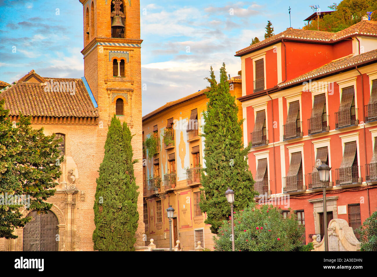 Granada streets and Spanish architecture in a scenic historic city ...