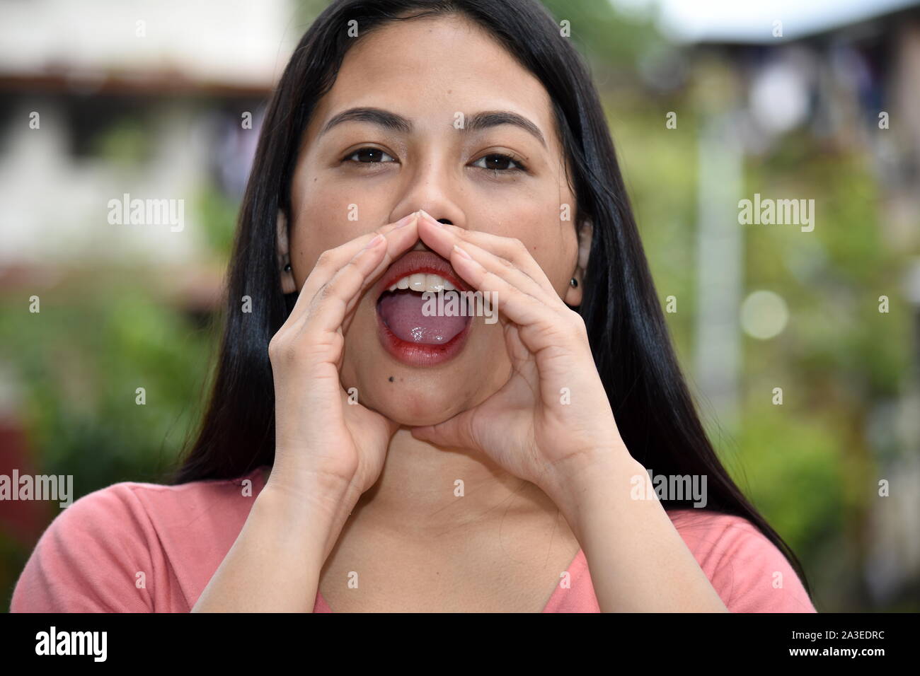 An Adult Female Talking Stock Photo - Alamy