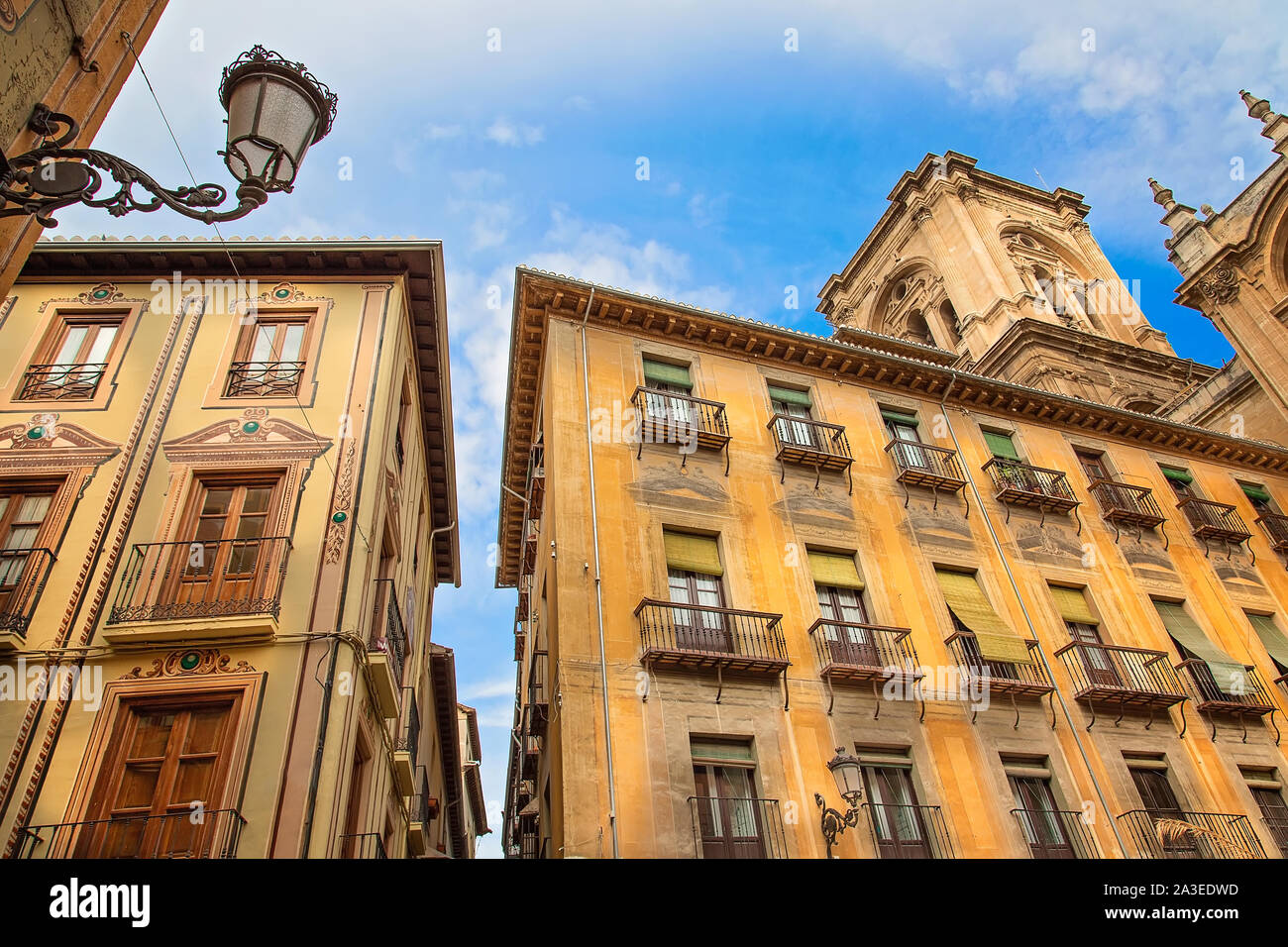 Granada streets and Spanish architecture in a scenic historic city ...