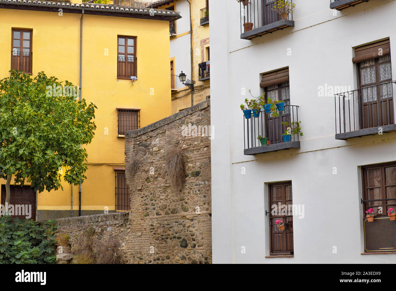 Granada streets and Spanish architecture in a scenic historic city ...