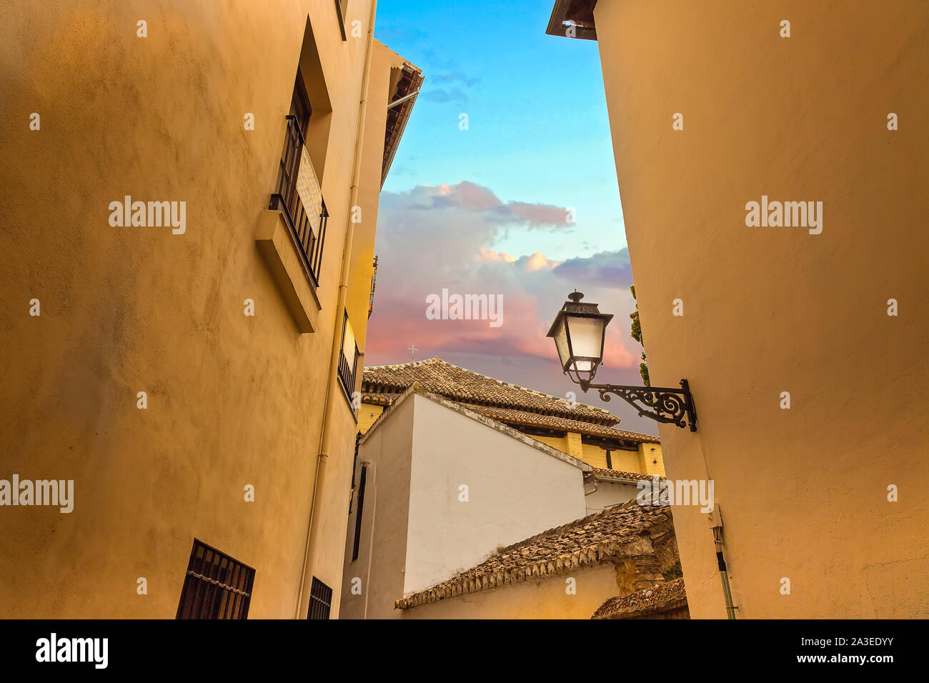 Granada streets and Spanish architecture in a scenic historic city ...