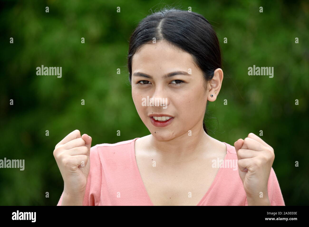 A Mad Adult Female Stock Photo - Alamy