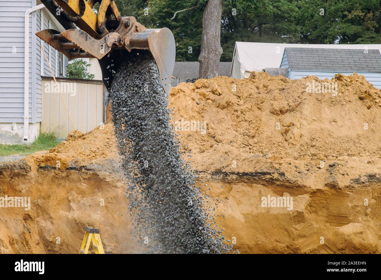 Industrial excavator for foundation building construction site, bucket ...