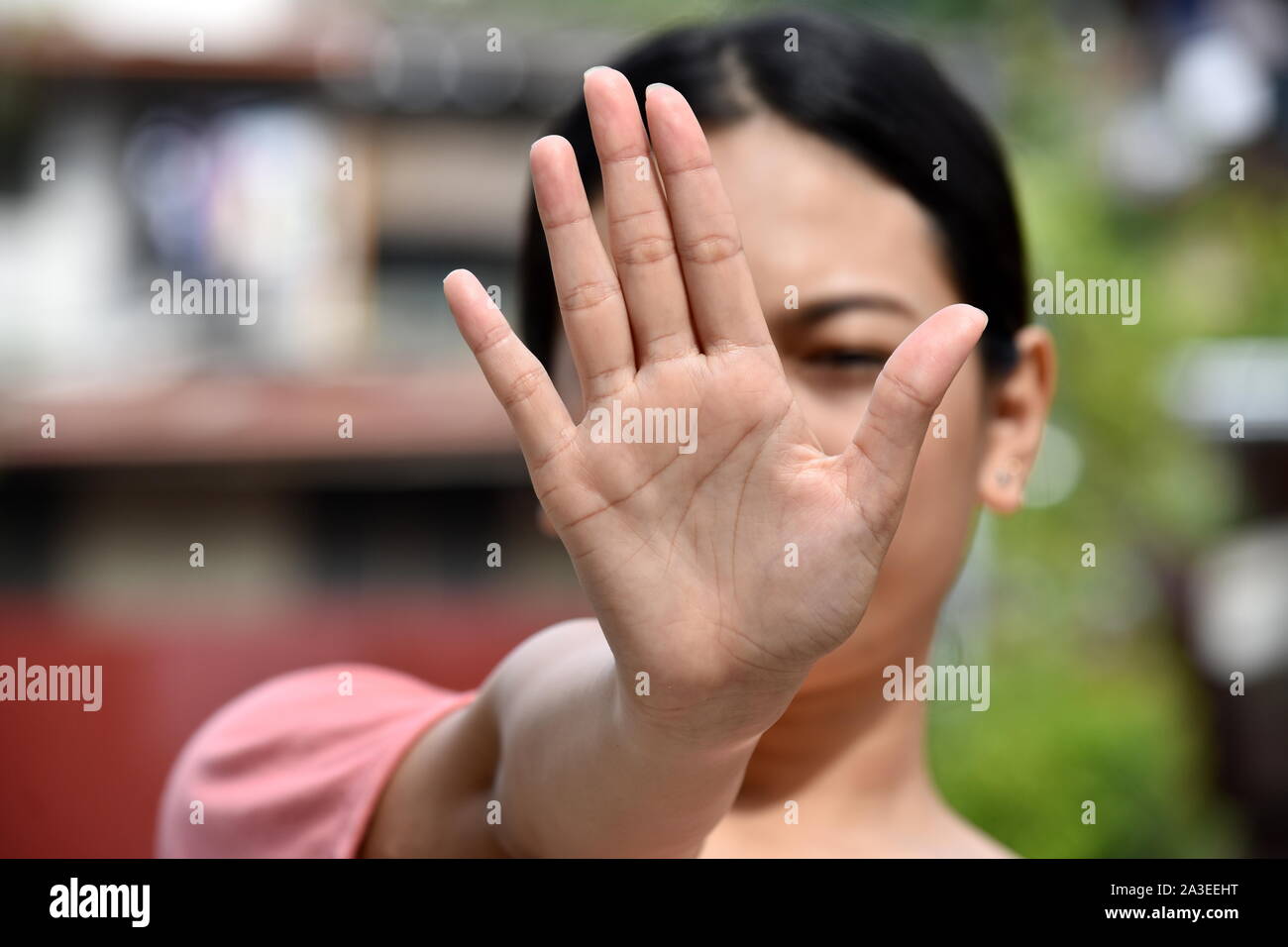 A Female Gesturing Stop Stock Photo - Alamy
