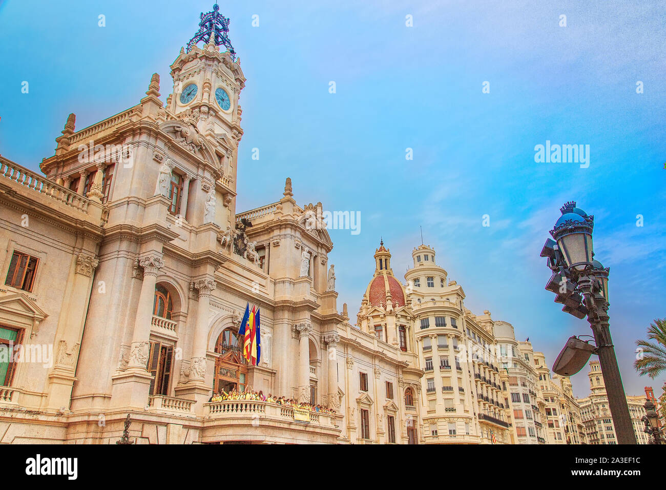 Valencia, Spain - October 2, 2019: Central Plaza de Ayntamiento (City ...