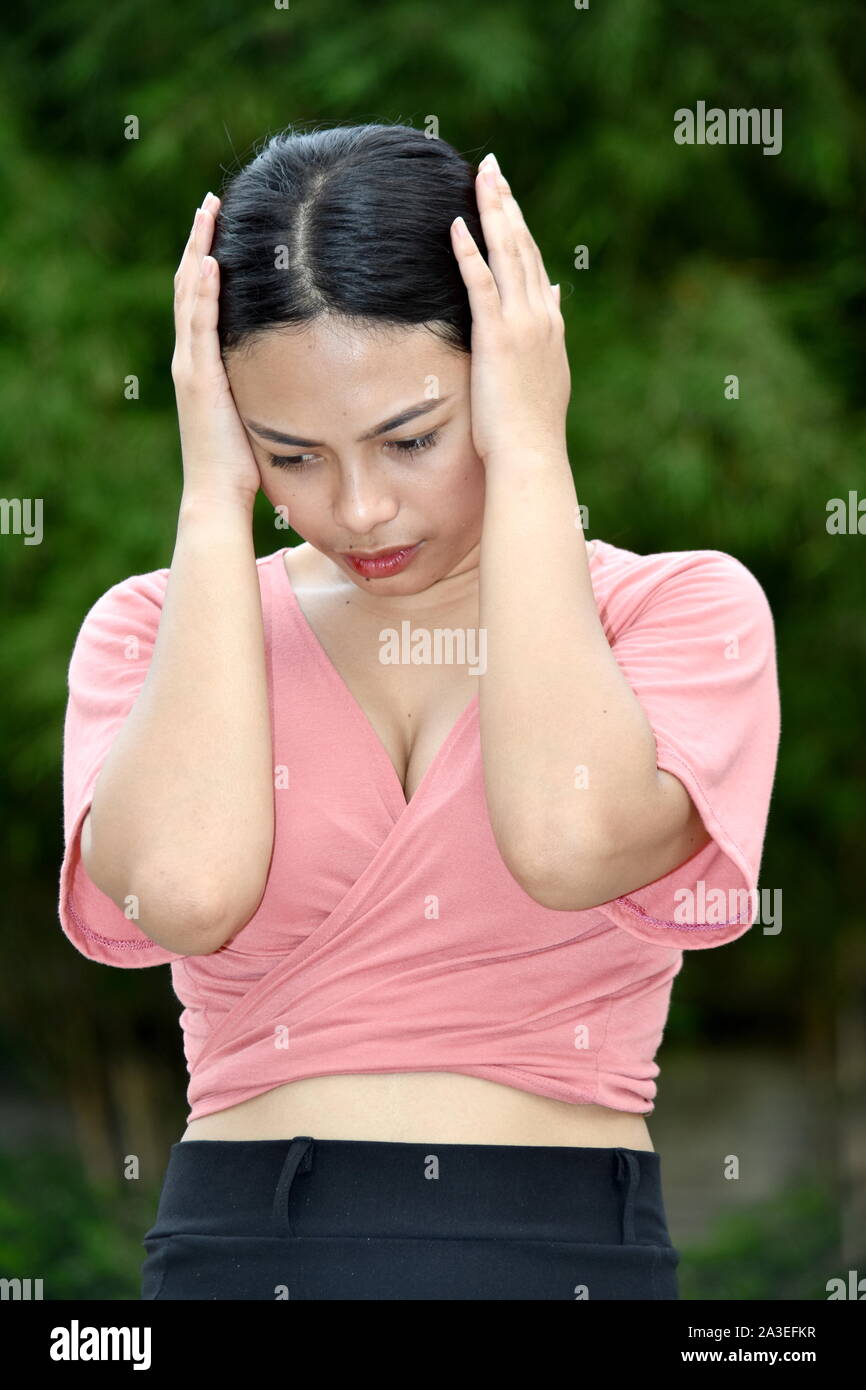 A Stressful Asian Woman Stock Photo - Alamy