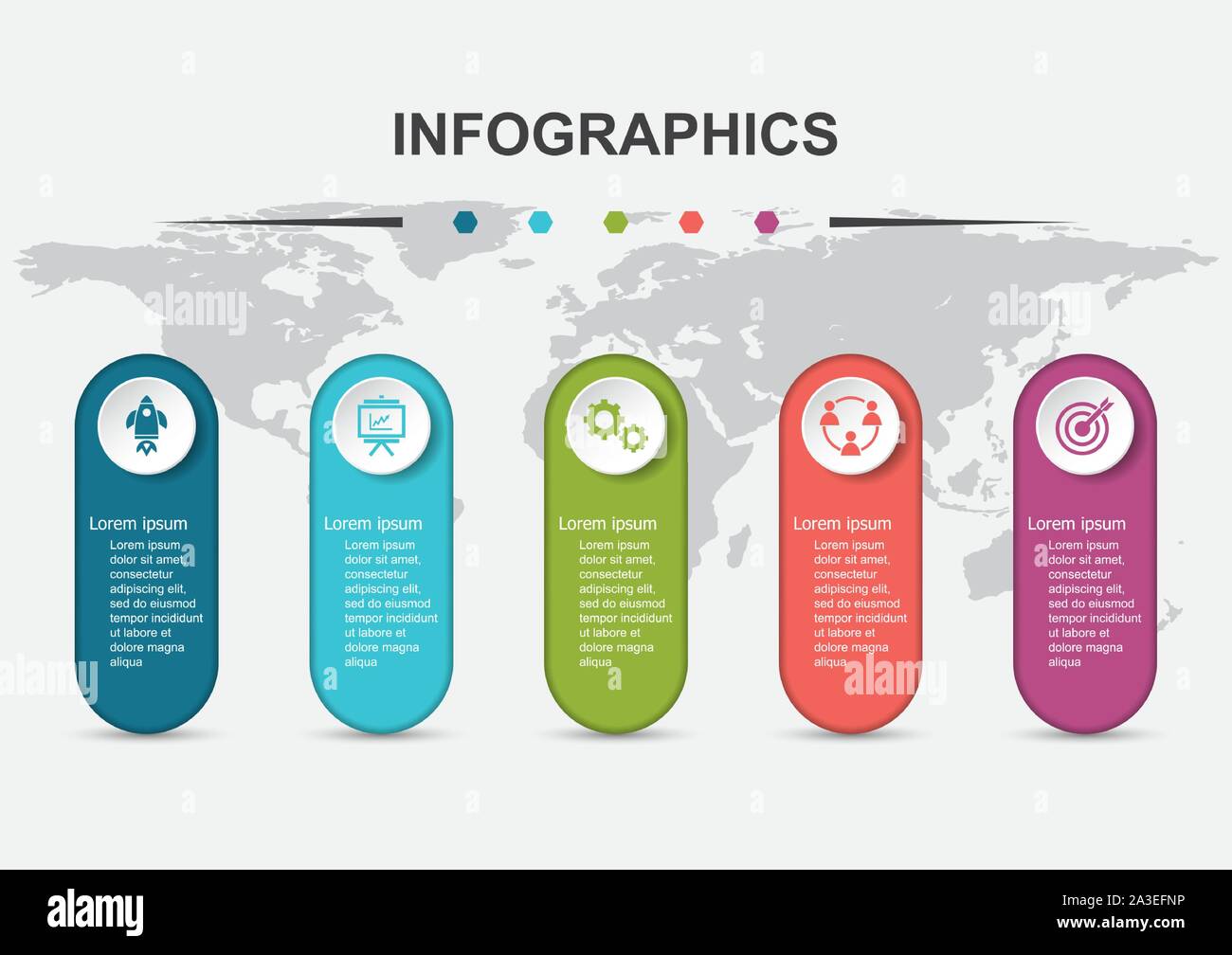 Infographic design template of 5 steps process, stock vector Stock ...