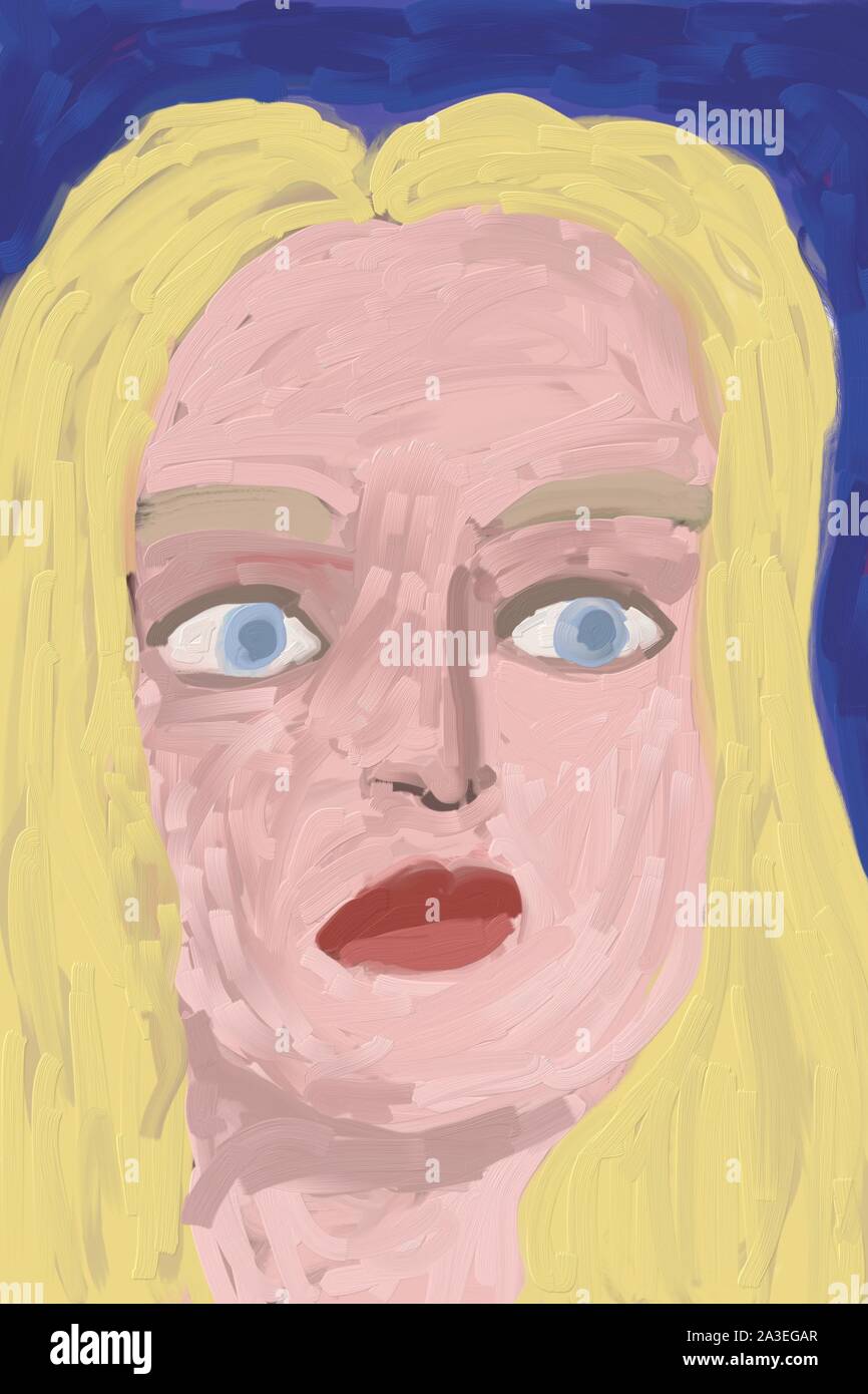 Blonde woman portrait. Hand drawn digital illustration Stock Photo - Alamy