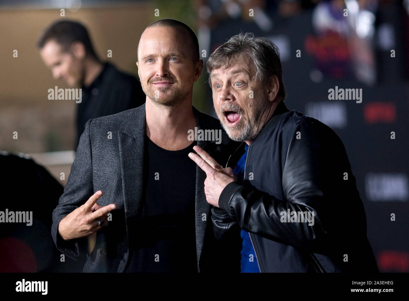 Westwood, Ca. 7th Oct, 2019. Aaron Paul and Mark Hamill at the premiere ...