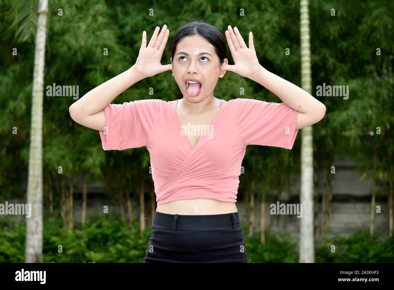 An Adult Female Making Funny Faces Stock Photo - Alamy