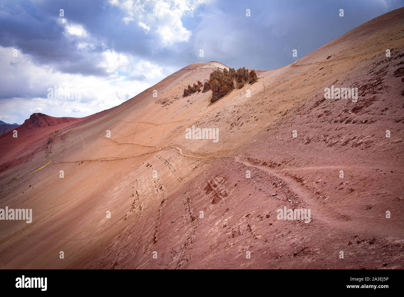 Colourful rock formations in the mineral-rich mountains of Red Valley ...