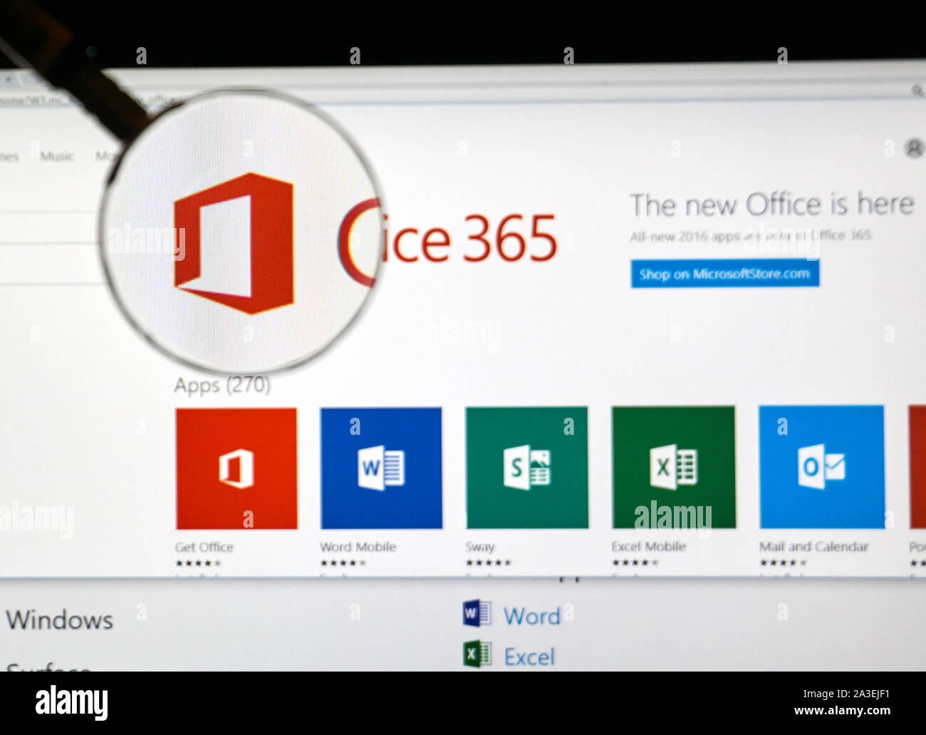 MONTREAL, CANADA - MARCH 9, 2016 - Microsoft Office application under ...