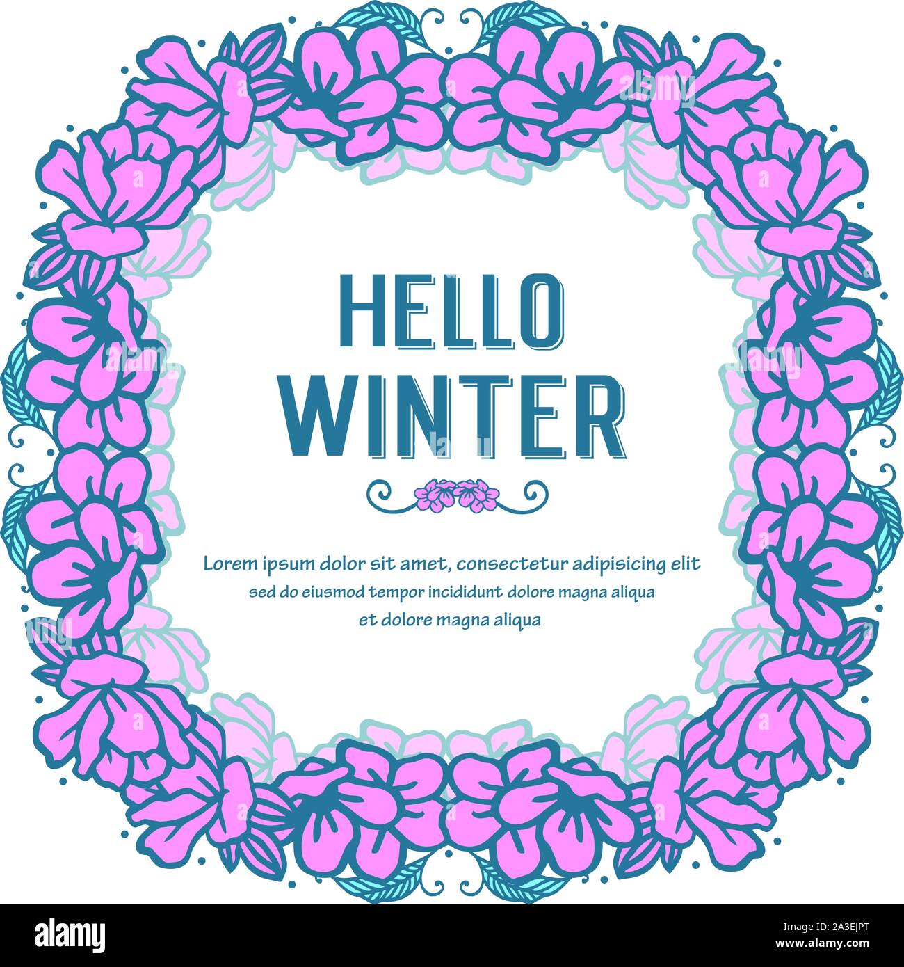 Modern pink flower frame, for invitation card helo winter. Vector Stock ...