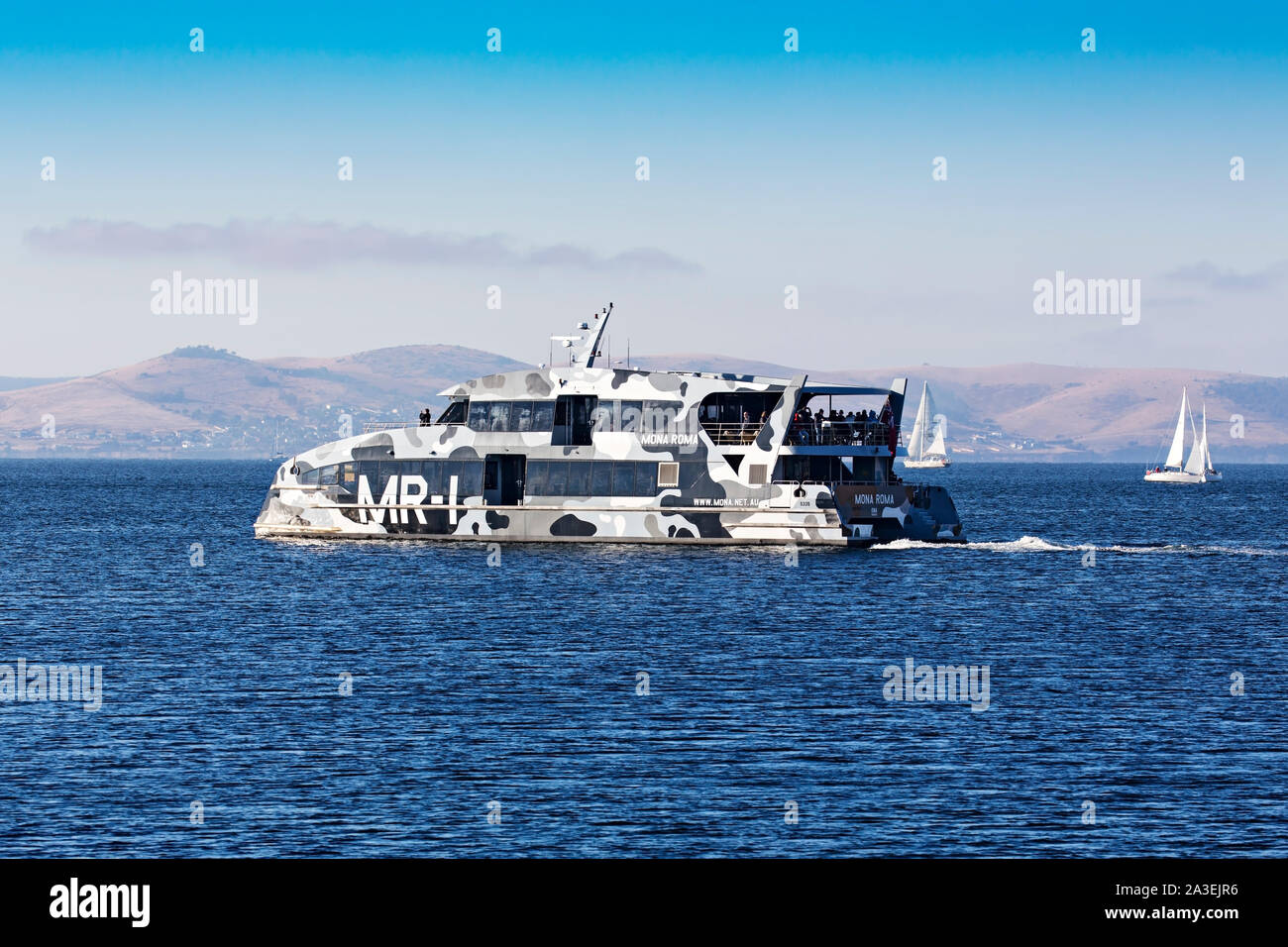 Hobart Australia / The Mona Roma MR-1 fast ferry underway on the ...