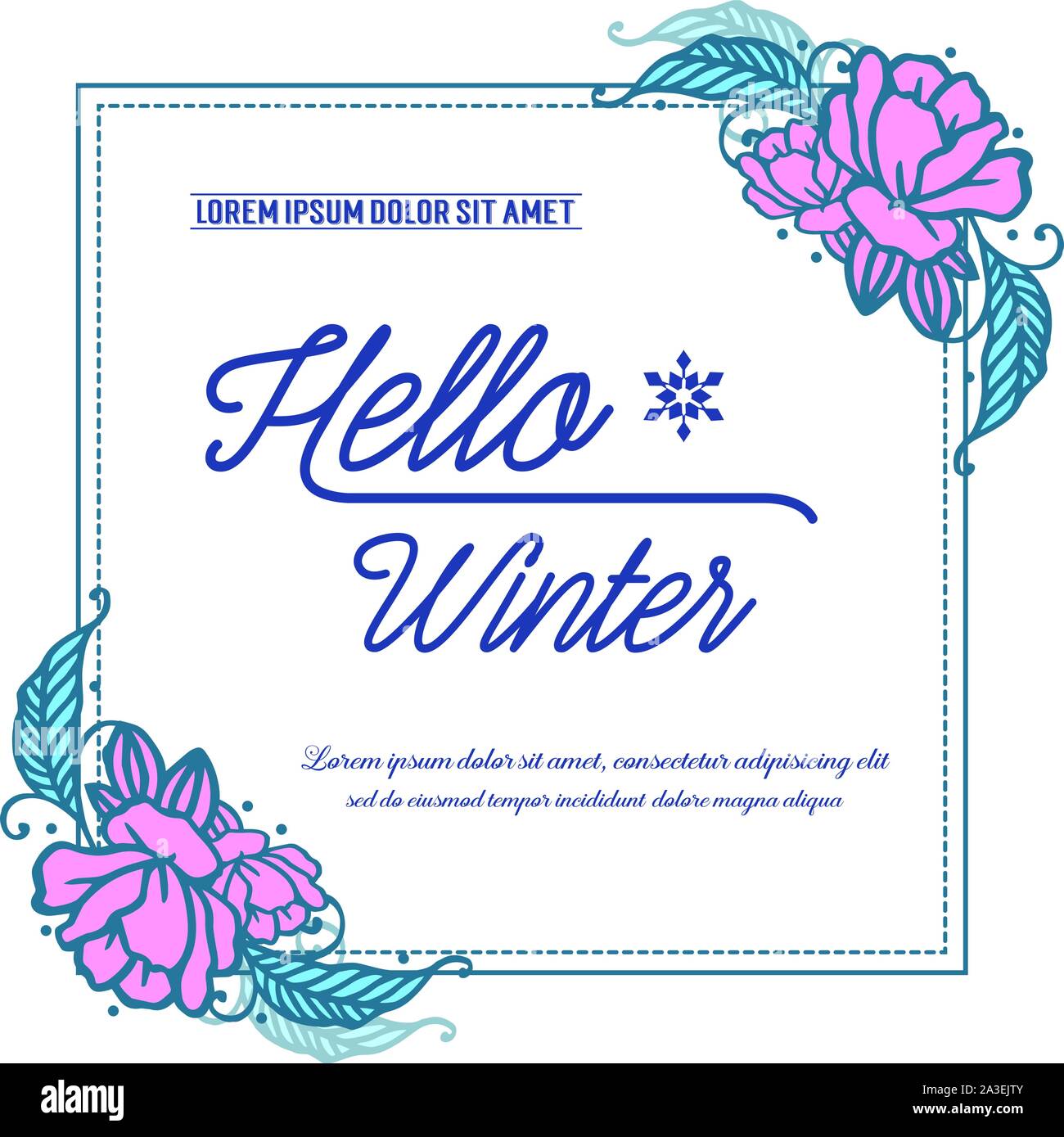 Modern pink flower frame, for invitation card helo winter. Vector Stock ...